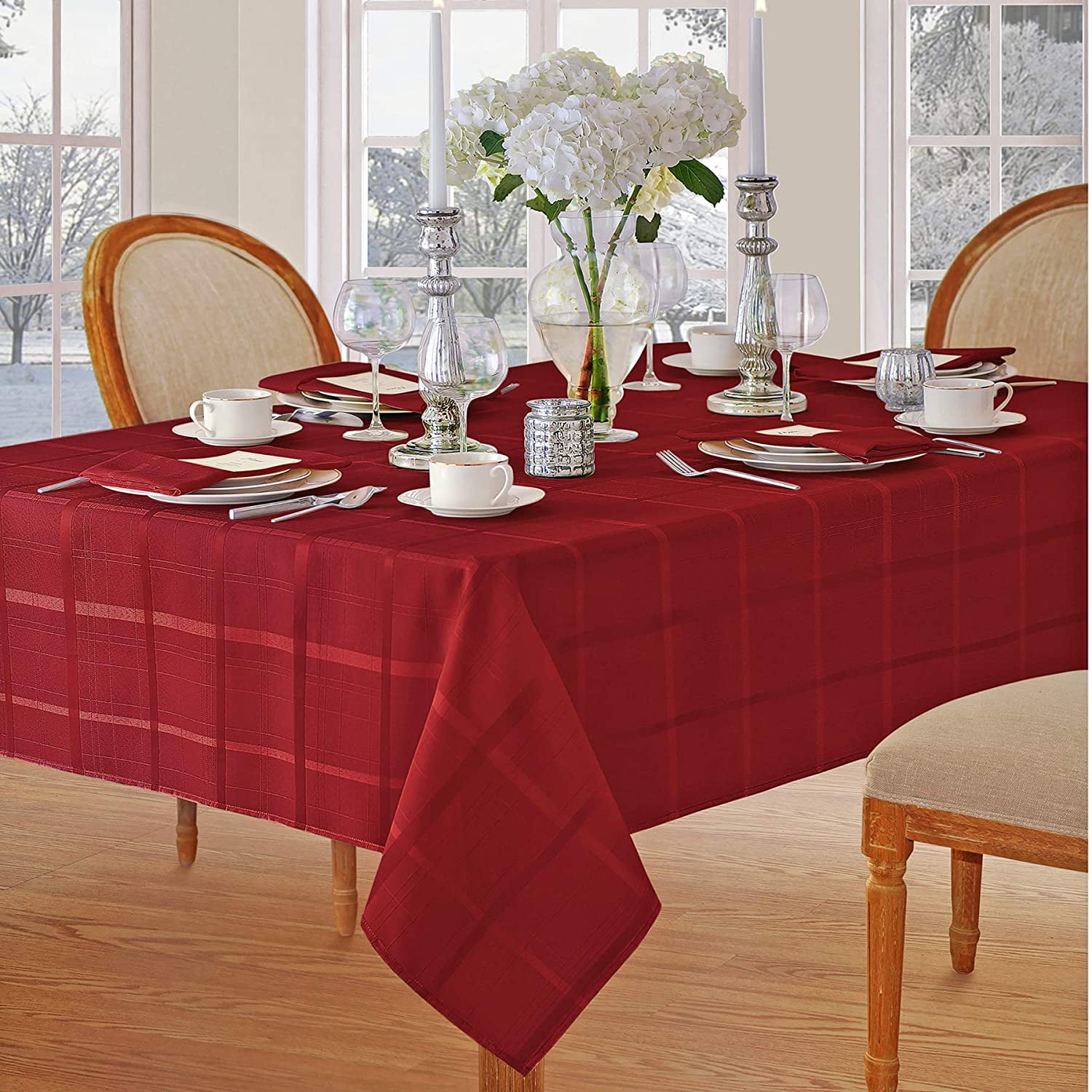 Newbridge Scarlet Red Elegance Plaid 60 x 144 inch Rectangle Fabric ...