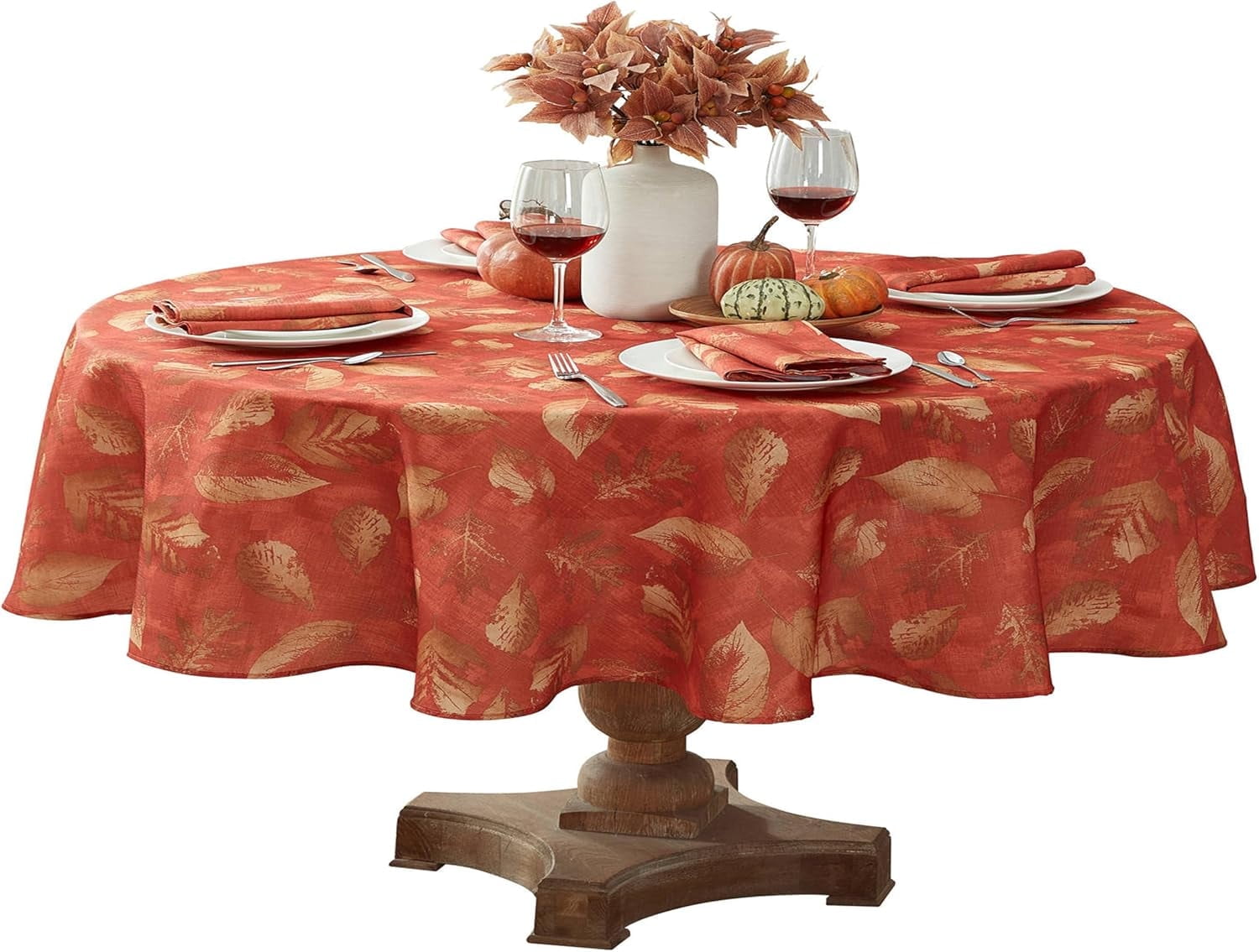 Newbridge Thanksgiving Autumn Spice Metallic Foliage 60 x 84 inch Oval ...