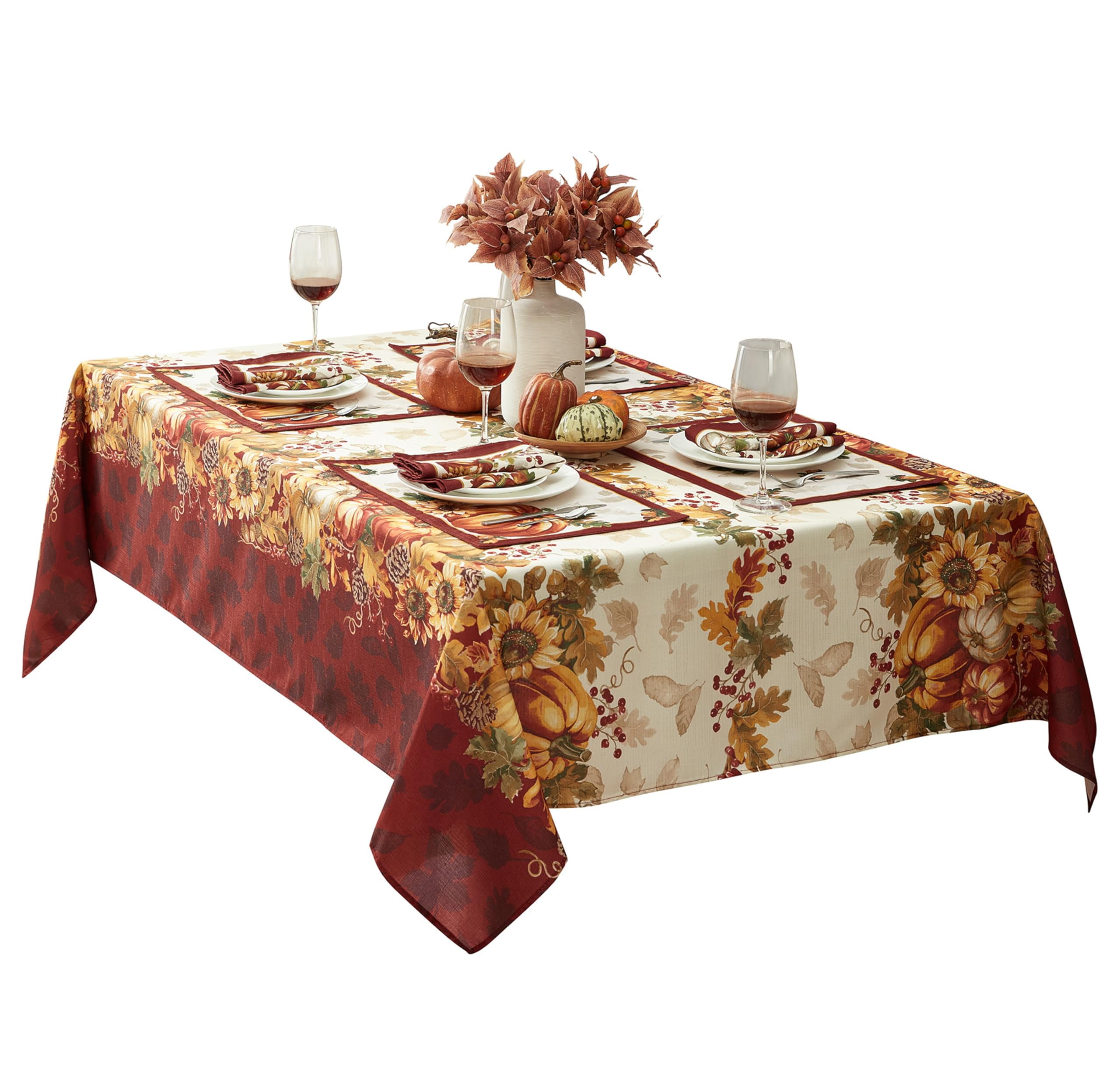 Holiday Autumn Bounty Bordered Thanksgiving Harvest 52 x 70 inch ...