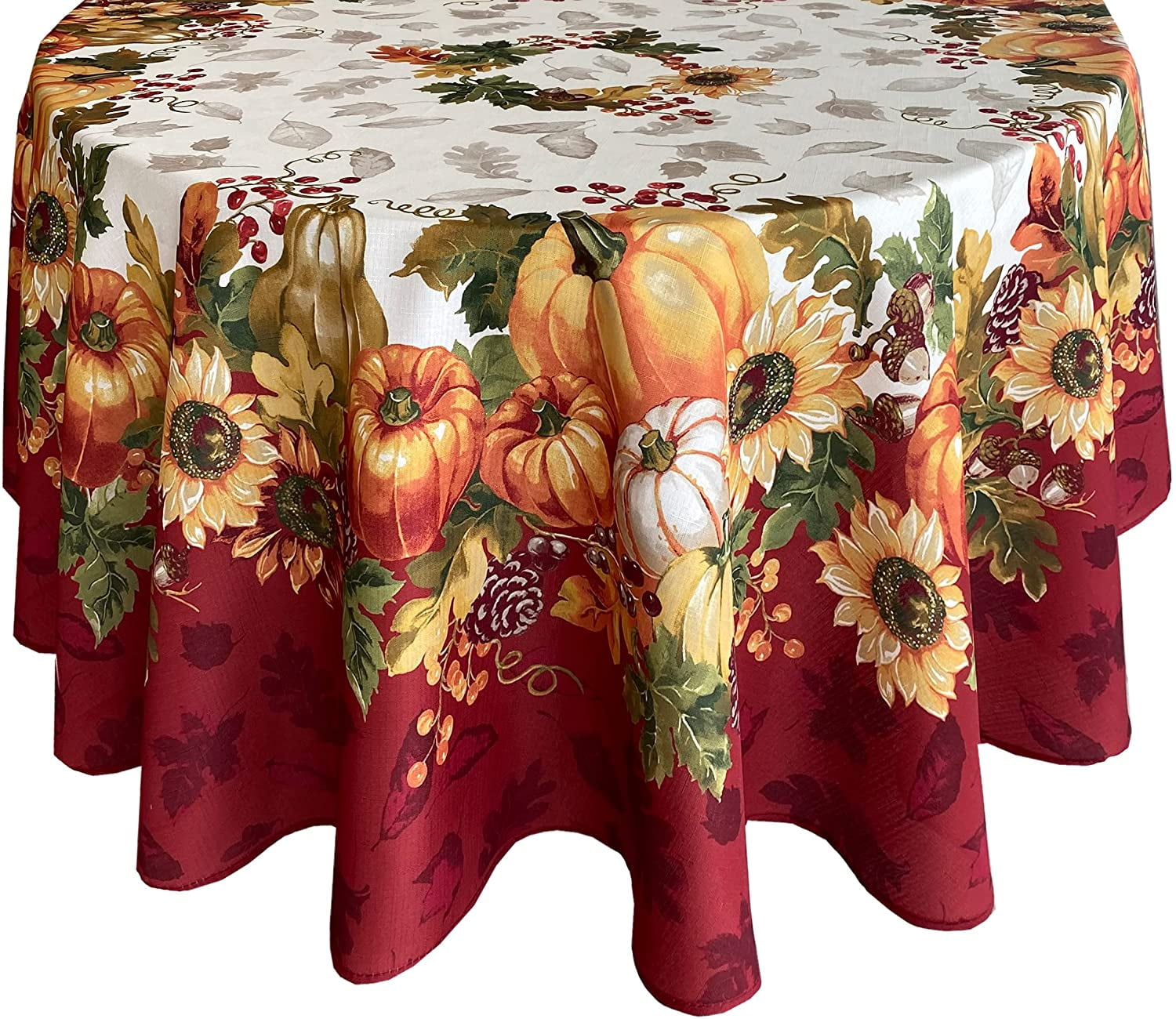 Newbridge Autumns Bounty Bordered Thanksgiving Fall Fabric Tablecloth ...