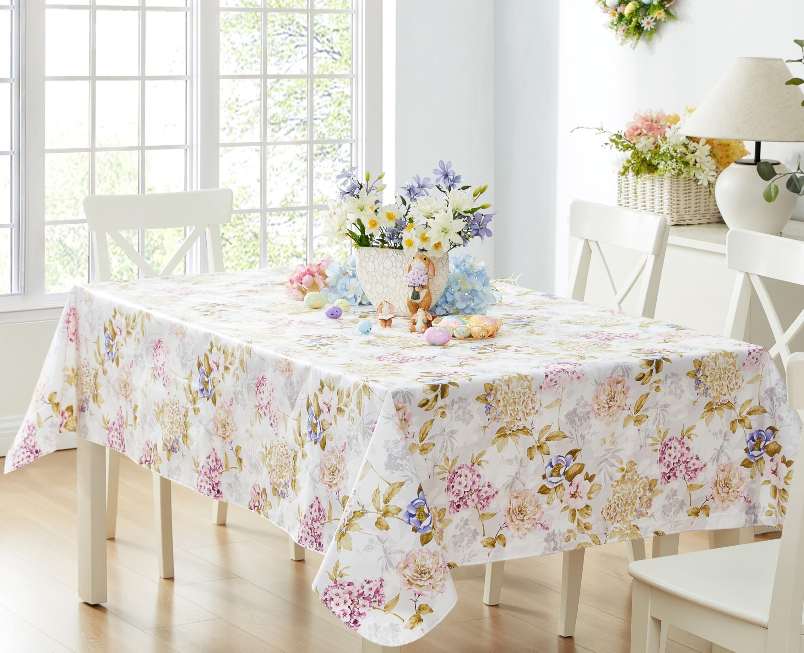 Newbridge Avery Garden Hydrangea Floral 60 x 120 inch Rectangle Vinyl ...