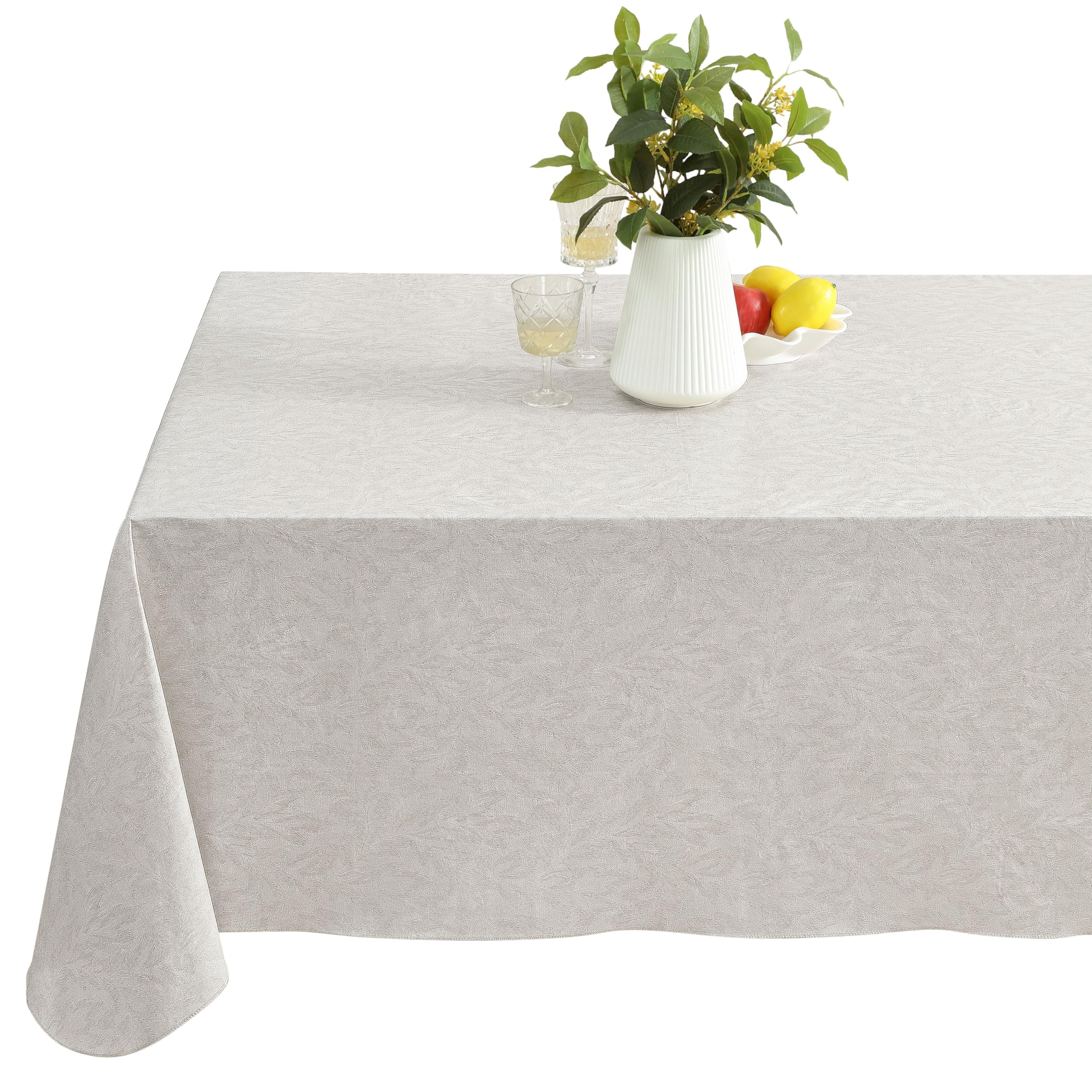 Newbridge Beige Napa Leaf Solid Color 52 x 52 inch Square Vinyl Flannel ...