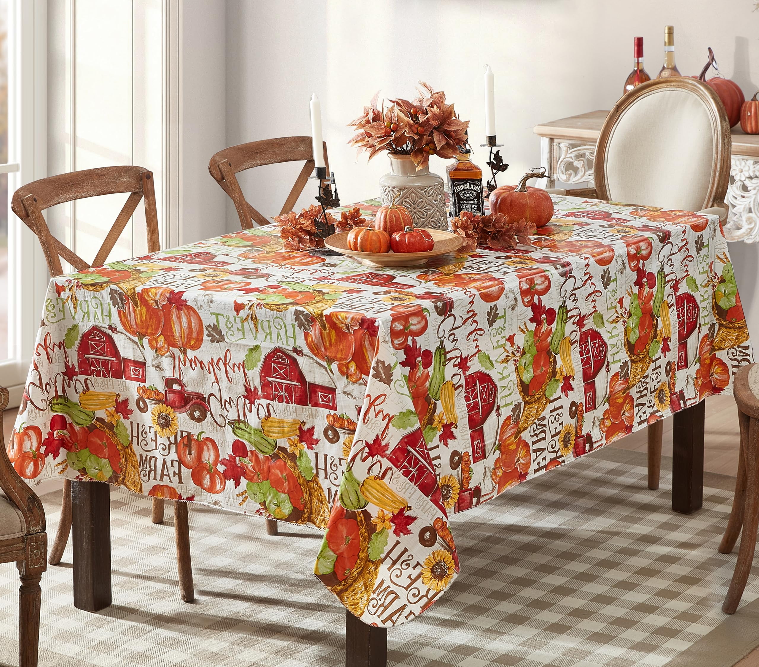 Newbridge Thanksgiving Blessed Harvest Rectangle Vinyl Tablecloth with ...