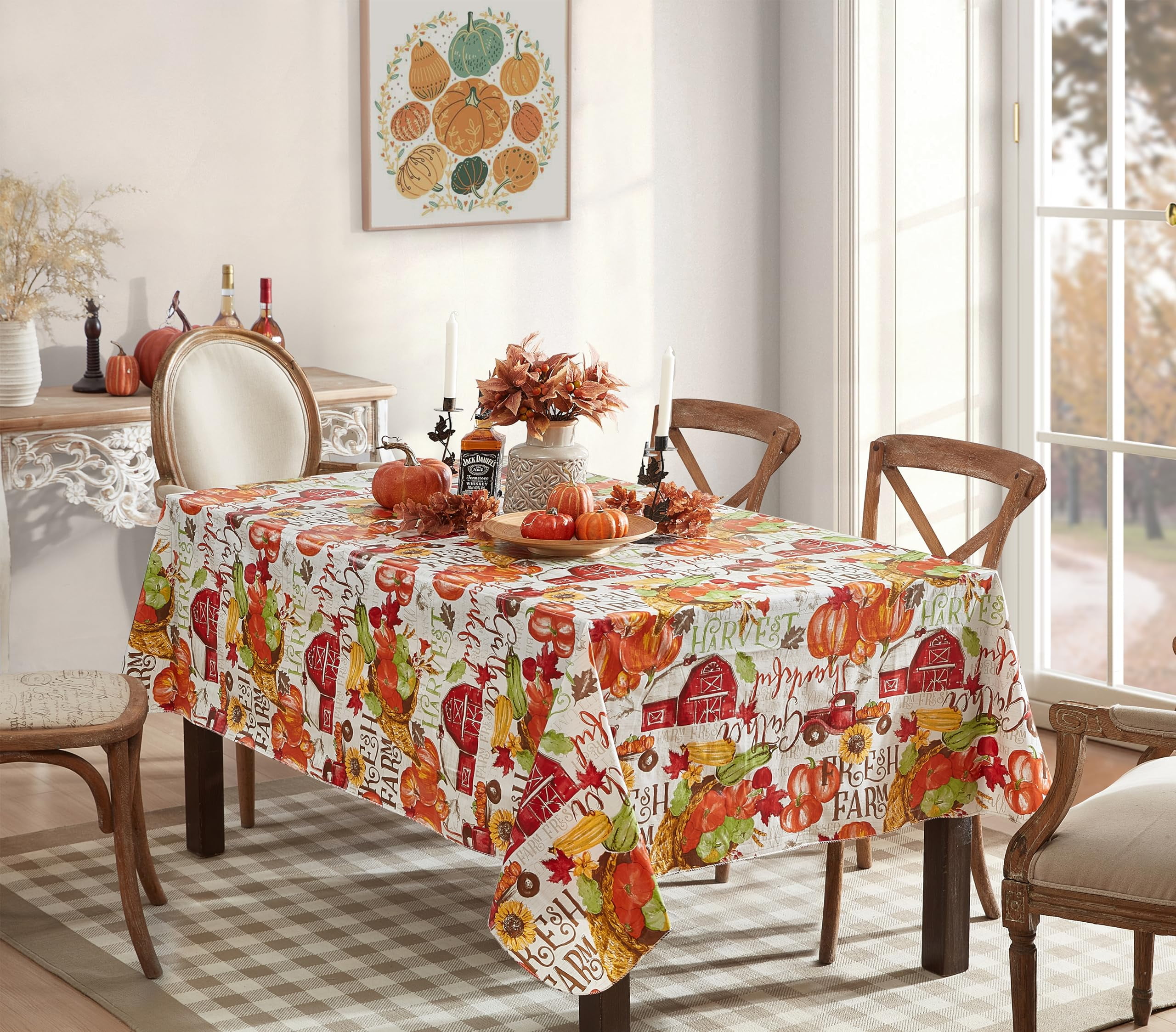 Newbridge Thanksgiving Blessed Harvest Rectangle Vinyl Tablecloth with ...
