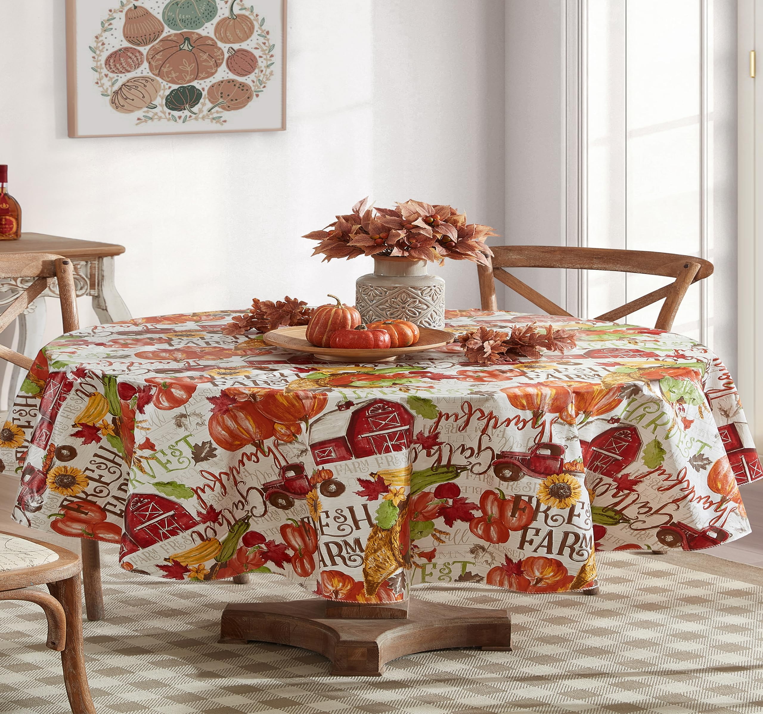 Newbridge Thanksgiving Blessed Harvest Oval Vinyl Tablecloth with ...