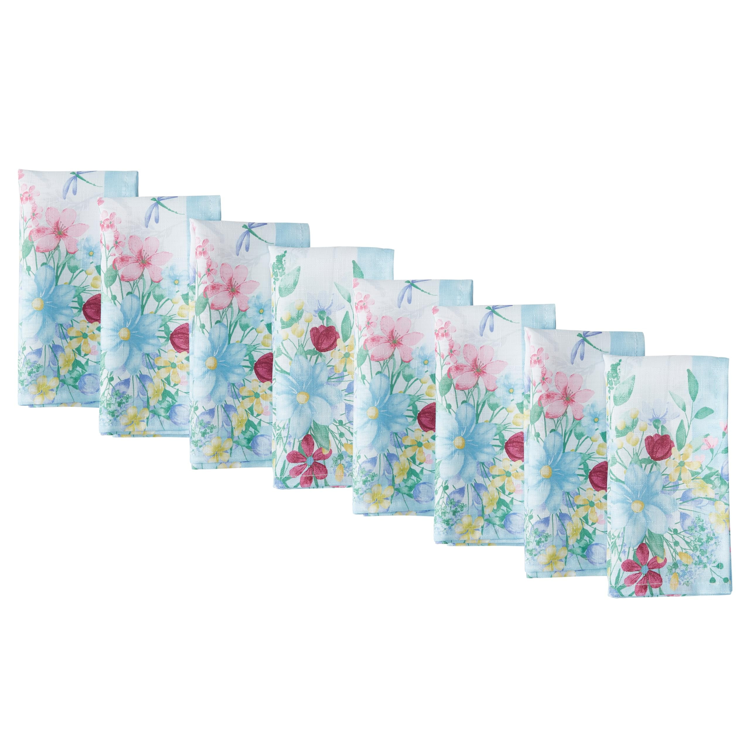 Newbridge Blue Nottingham Flower Garden Set of 8 Napkins Fabric Napkins ...