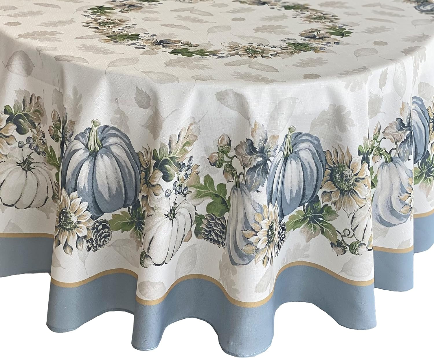 Newbridge Thanksgiving Blue Pumpkin Farmhouse Harvest Bordered 60 x 84 ...