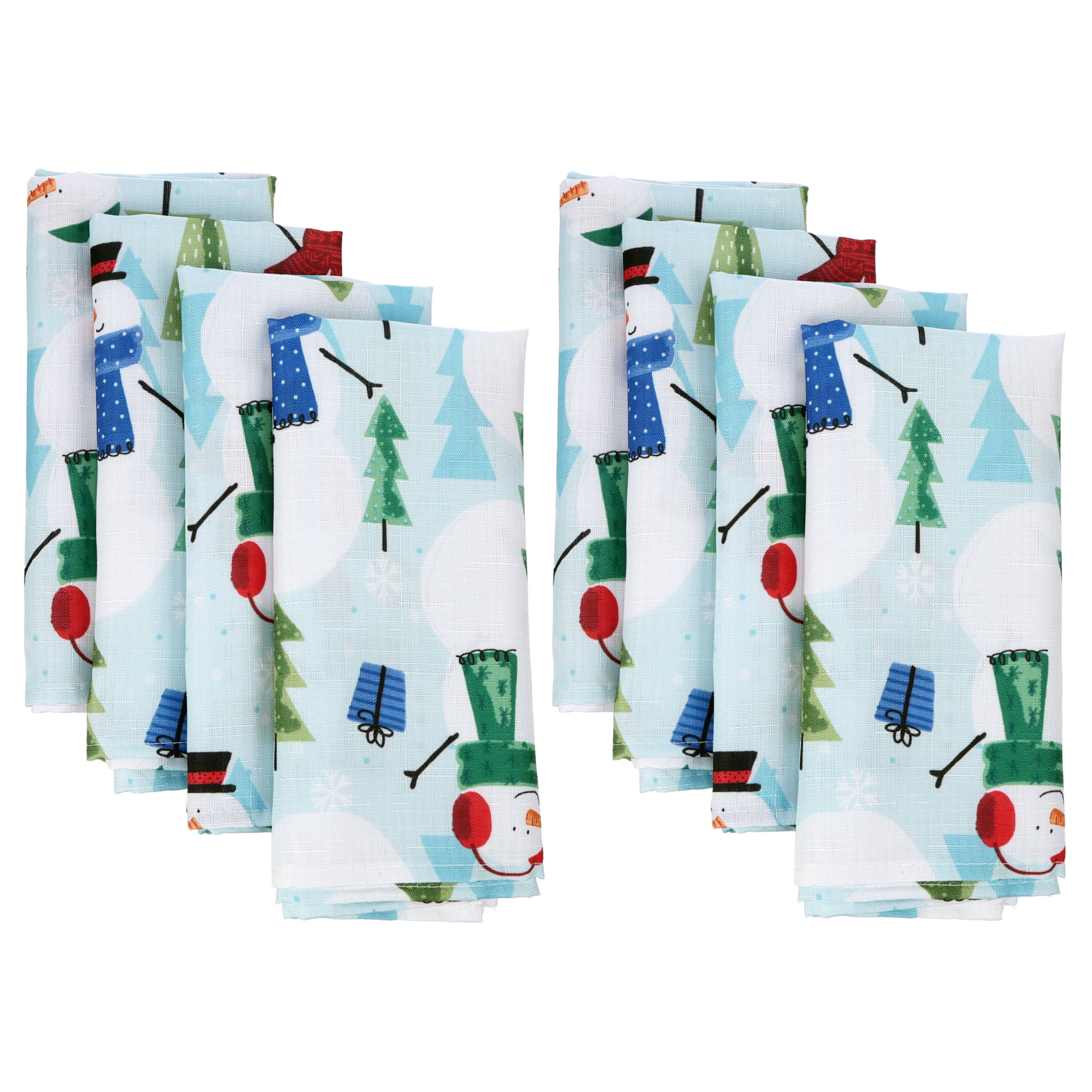 Newbridge Blue Snowman Fun and Evergreen Christmas Set of 8 Fabric ...