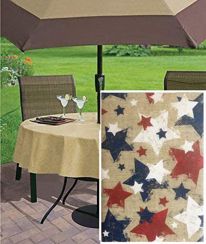 Newbridge Burlap Patriotic Stars 70 inch Zippered Umbrella Round Vinyl ...