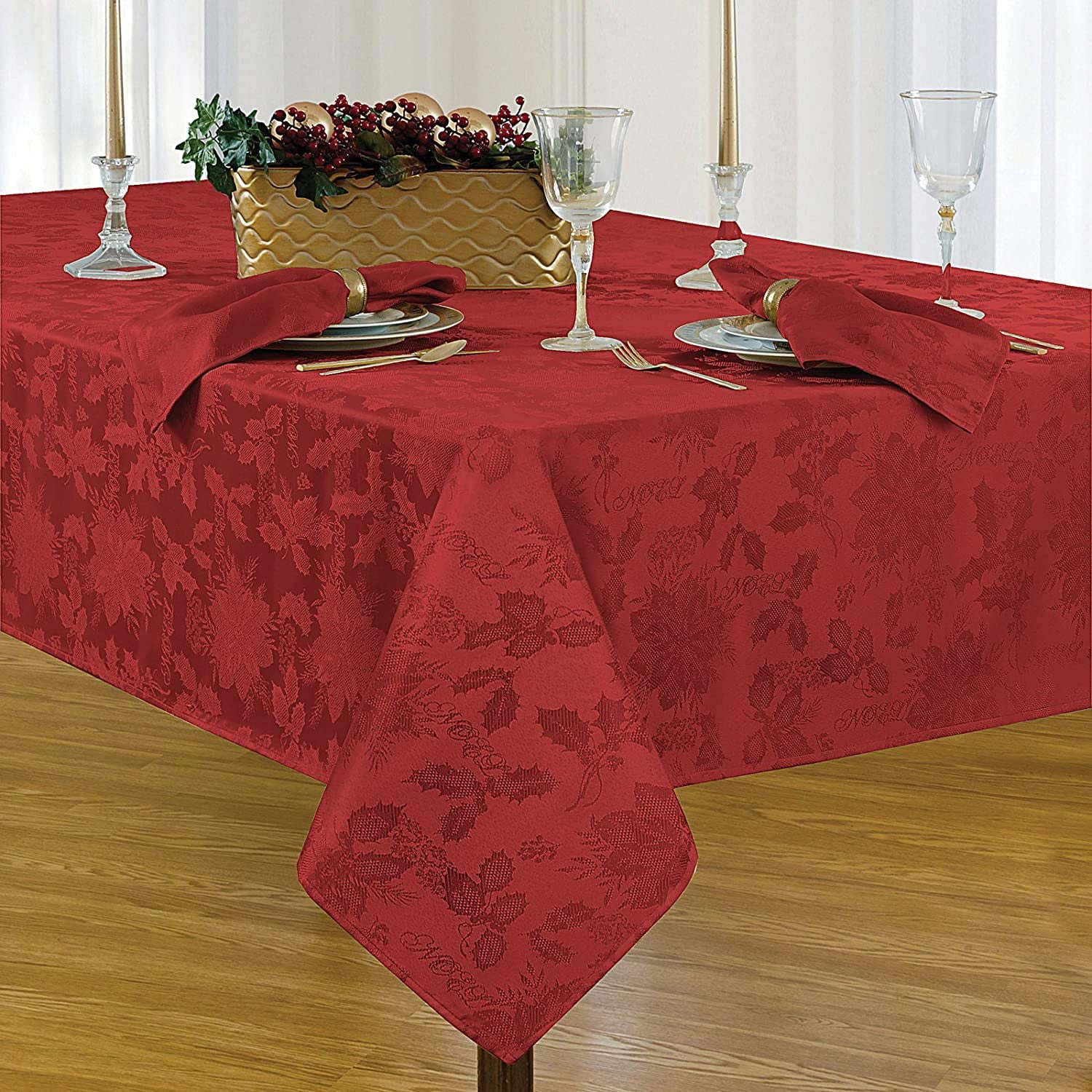 Newbridge Christmas Carol Tablecloth, Damask, Soil/Wrinkle Resistant ...