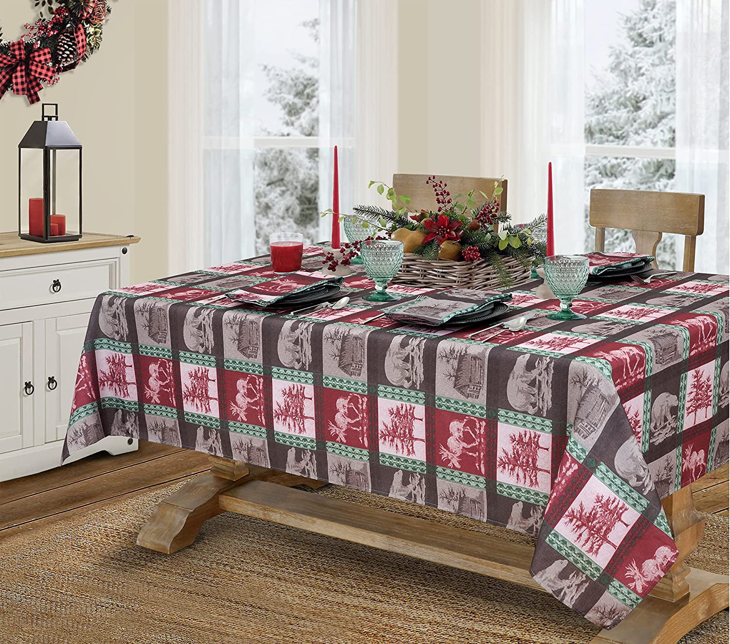 Newbridge Country Rustic Wildlife Lodge Plaid Christmas Fabric ...
