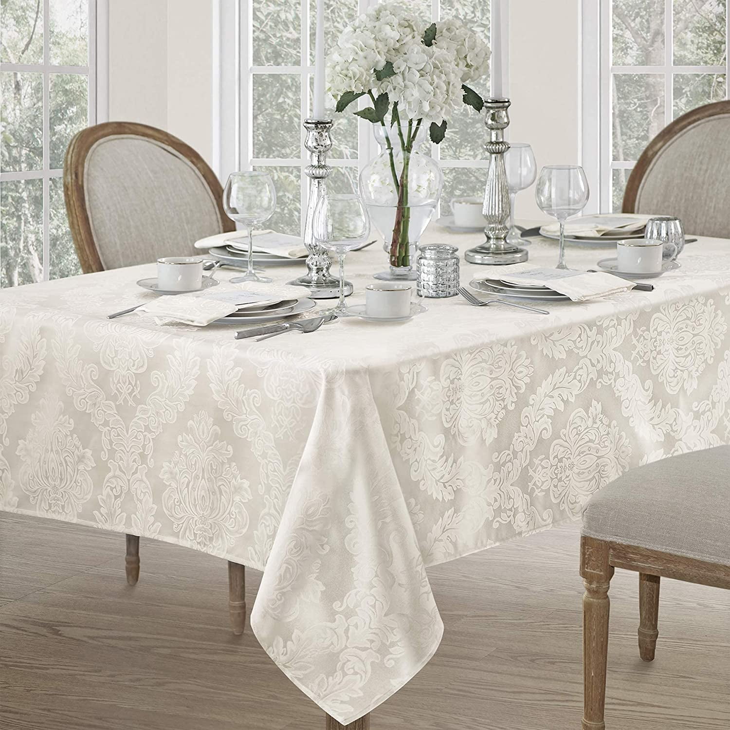 Newbridge Extra Wide Rectangle Fabric Tablecloth, 70 x 90 Inch ...
