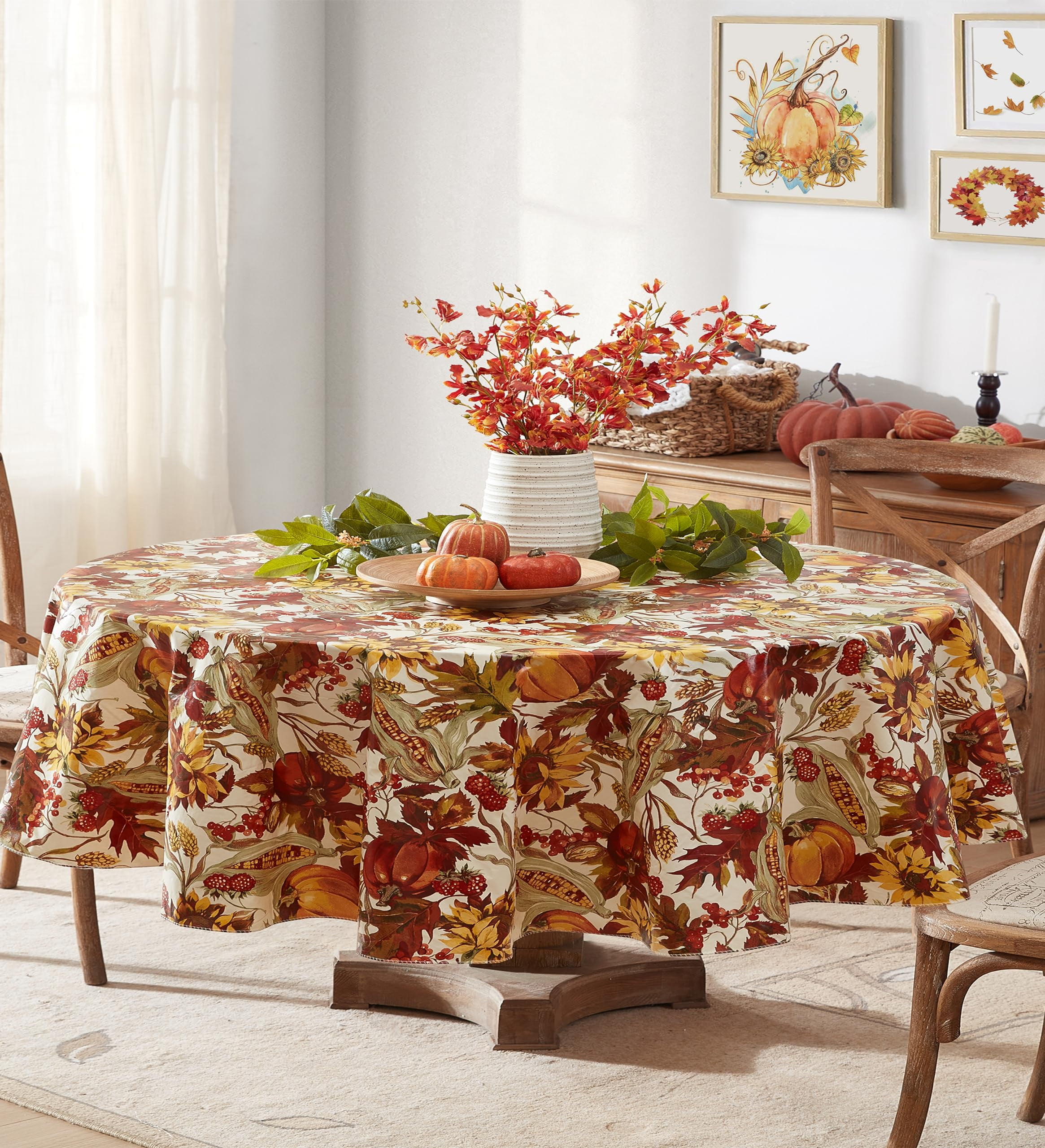 Newbridge Thanksgiving Fall Days Bountiful Harvest Oval Vinyl ...