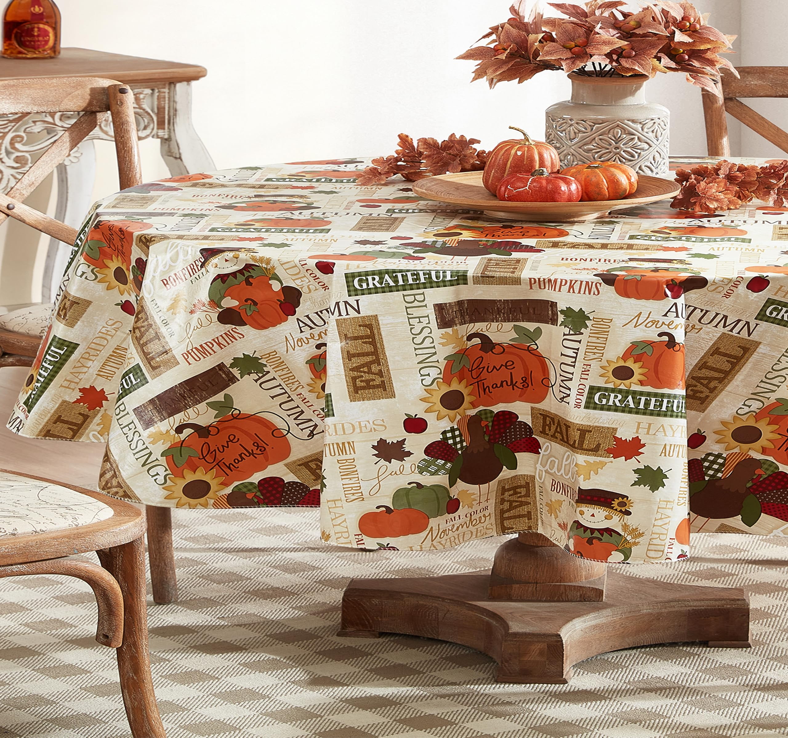 Newbridge Thanksgiving Fall Hayride and Happy Scarecrow Oval Vinyl ...
