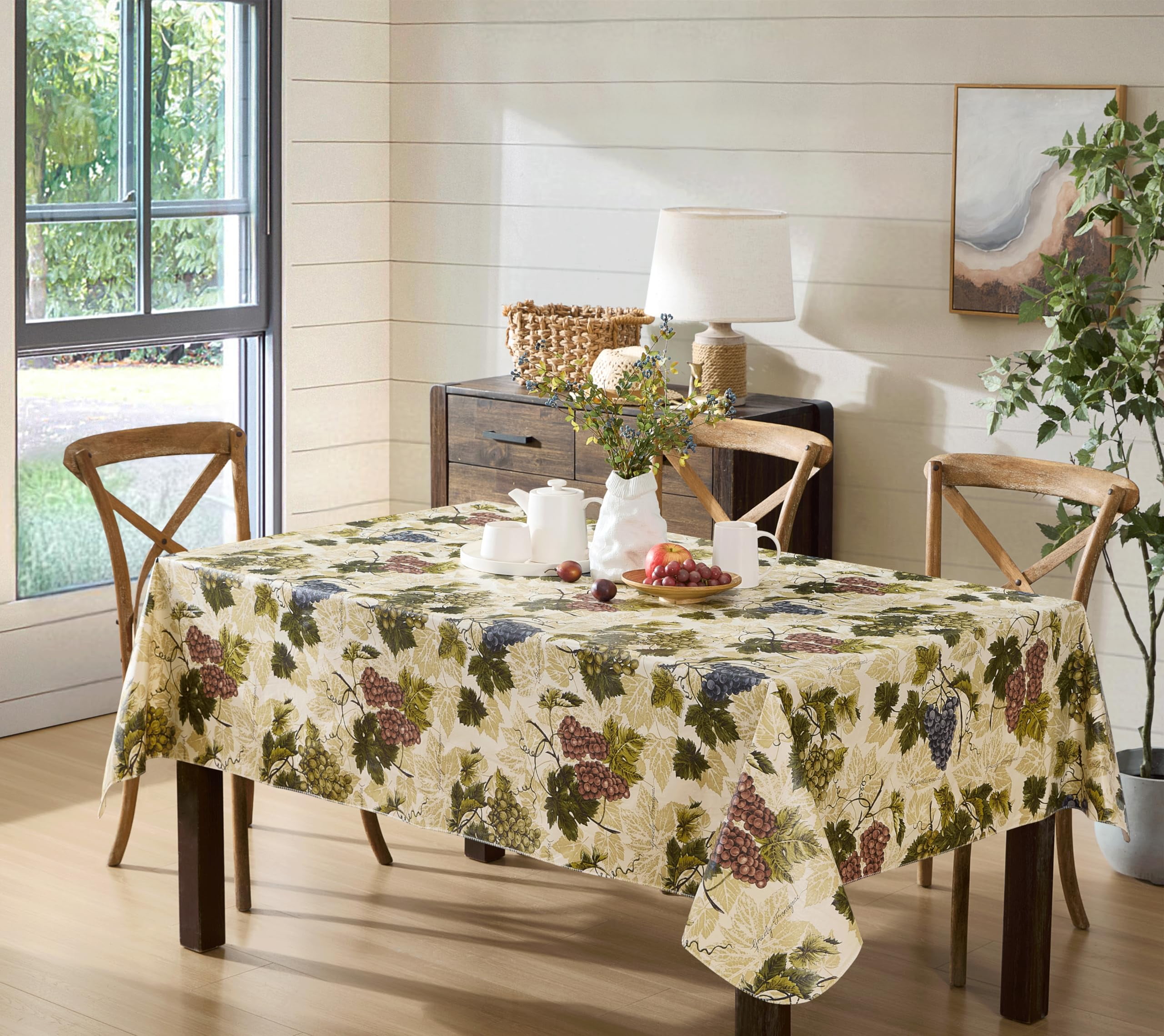 Newbridge 52 x 70 Inch Rectangle Vinyl Tablecloth with Flannel Backing ...