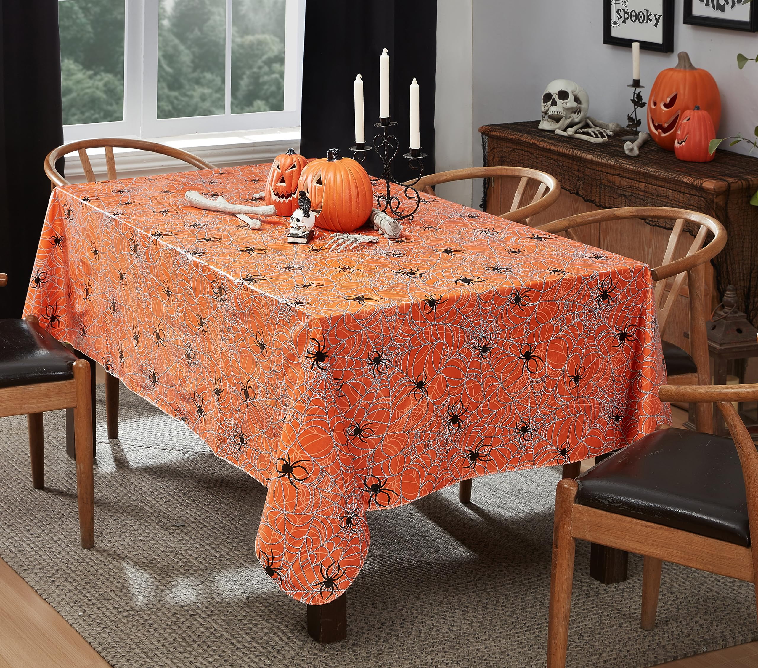 Newbridge Halloween Scary Spiders Web 52 x 70 Inch Rectangle Vinyl ...