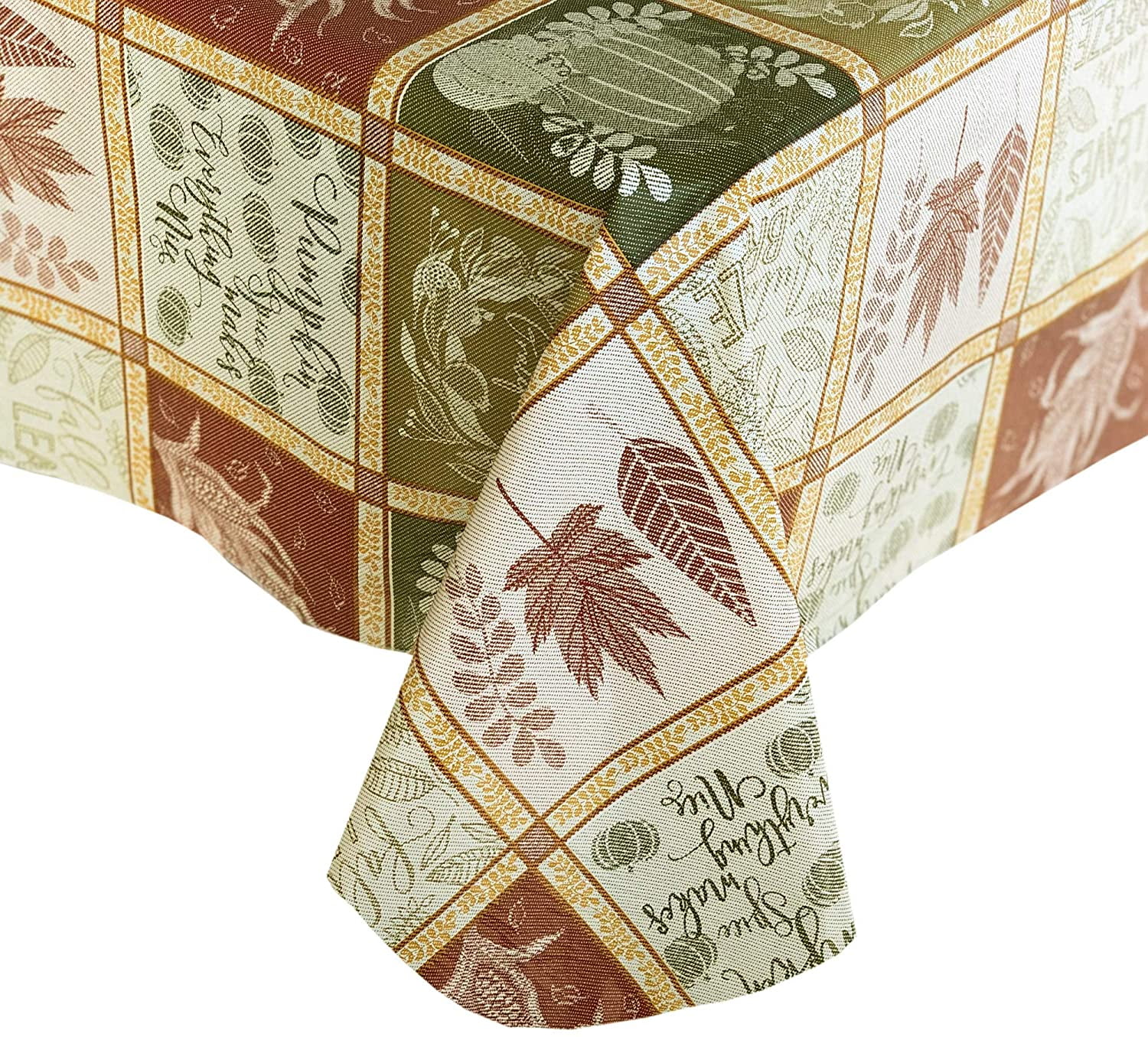 Thanksgiving Harvest Breeze Jacquard Patchwork 60 x 84 inch Oval Vinyl ...