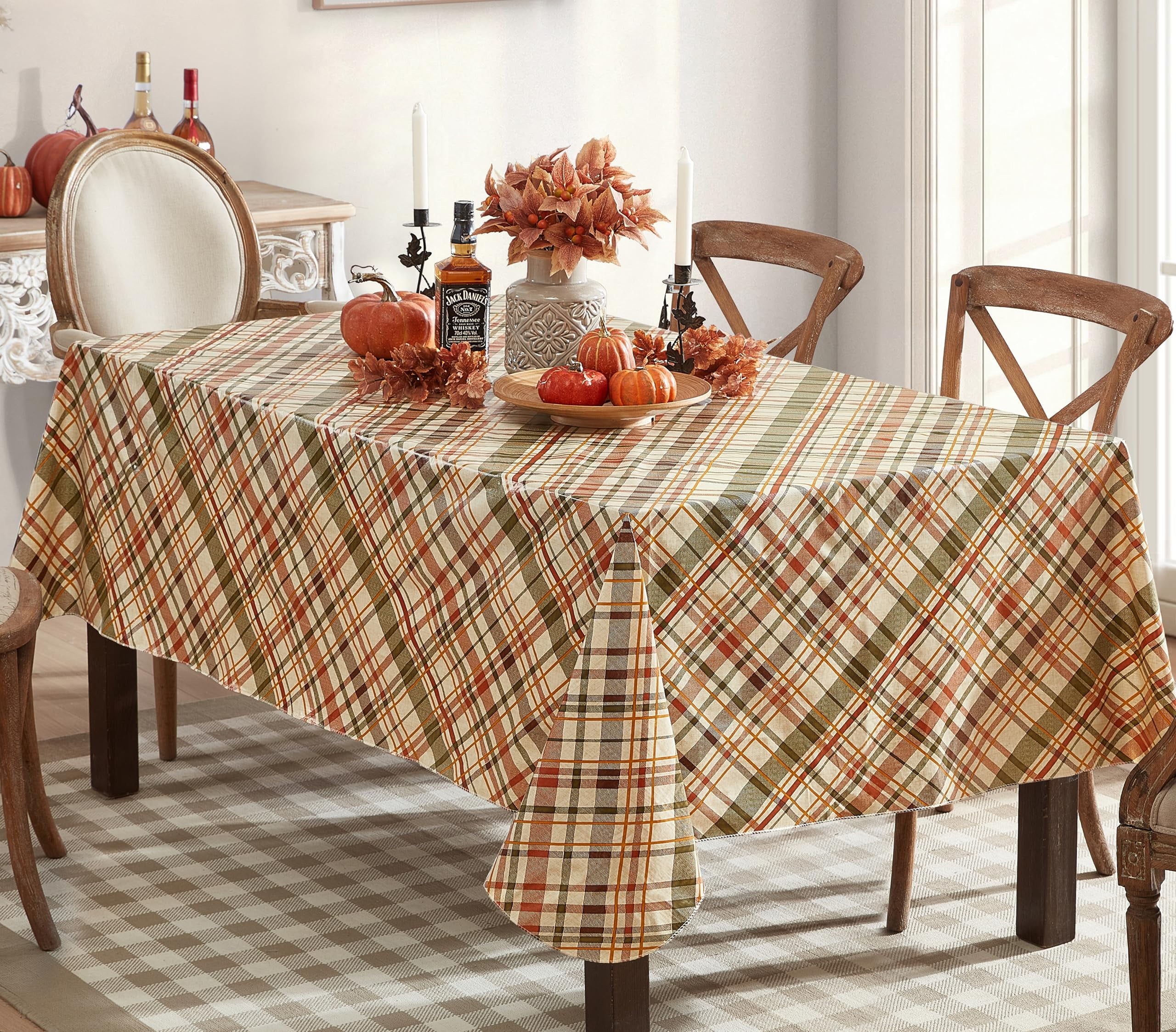 Newbridge Thanksgiving Harvest Farmhouse Diagonal Plaid Rectangle Vinyl ...