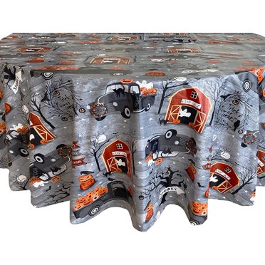 Halloween Haunted Farmhouse Flannel Backed Vinyl Tablecloth: Jack O ...