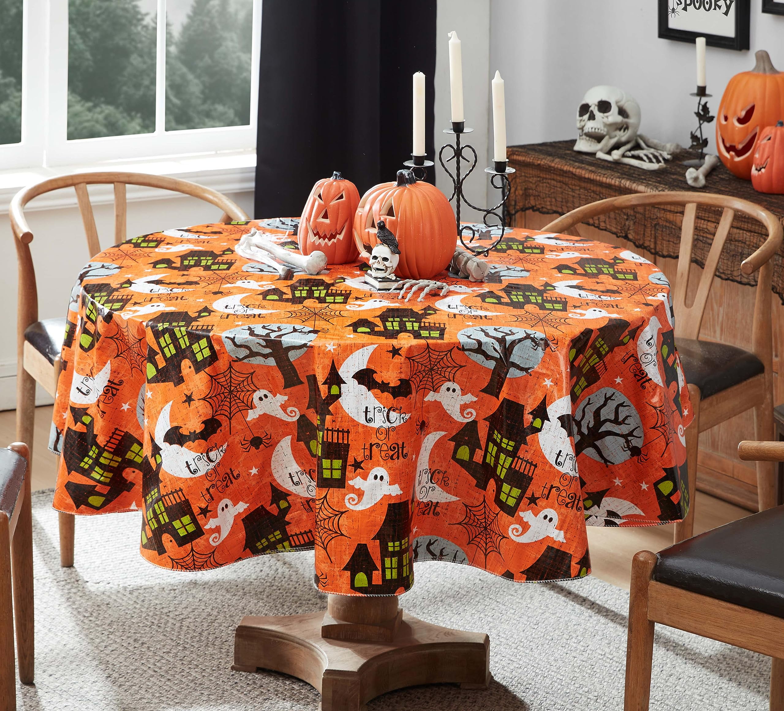 Newbridge Halloween Scream 70 Inch Round Vinyl Dining Tablecloth with ...