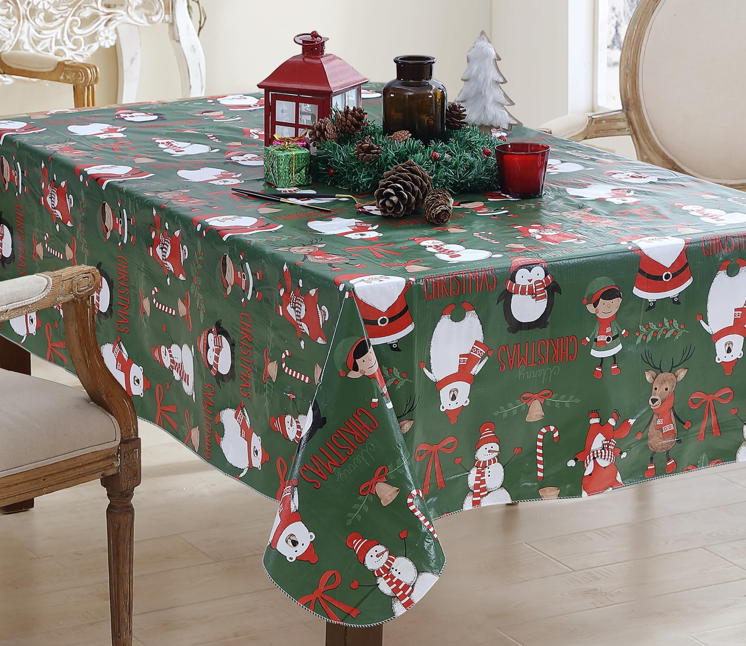Newbridge Vinyl Waterproof Tablecloth, Seasonal Whimsical Christmas ...