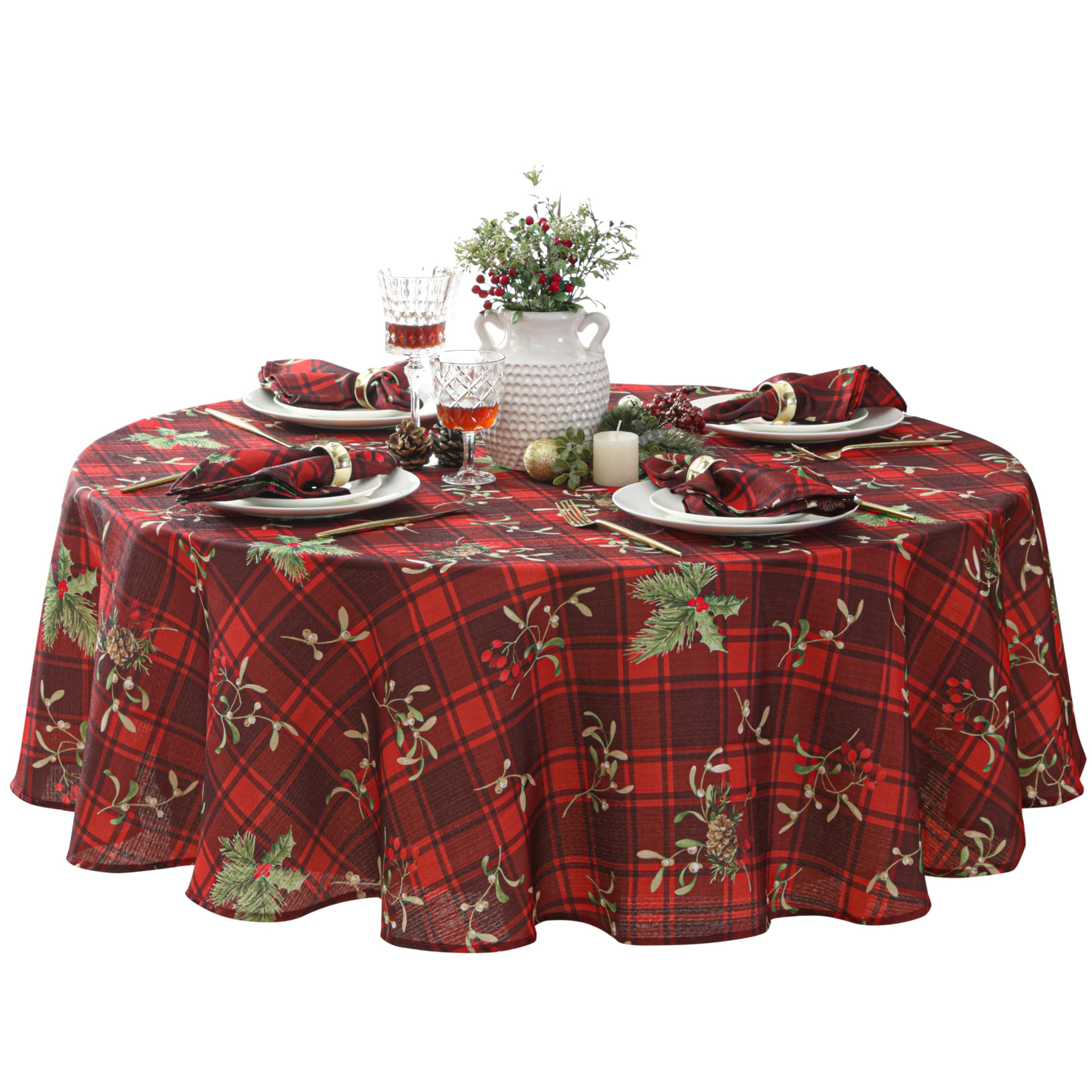 Newbridge Winter Holiday Spruce Plaid Dining Tablecloth, Soil Resistant ...