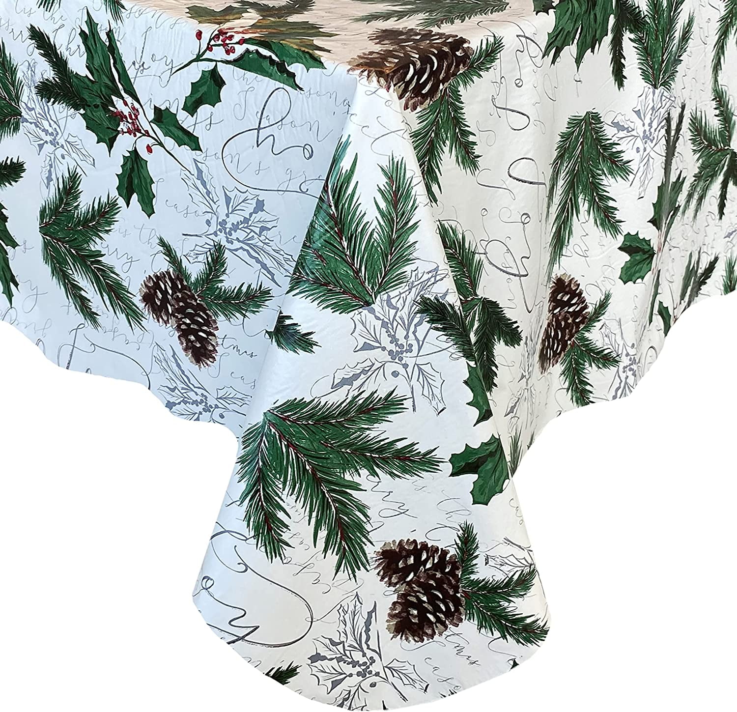 Newbridge Joyful Holly Country Rustic Vinyl Christmas Tablecloth With ...