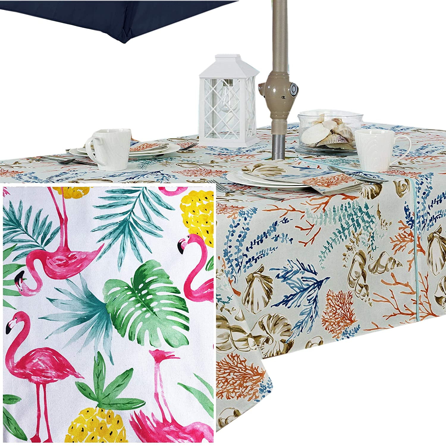 Newbridge Kitschy Boca Flamingo Indoor/Outdoor Fabric Tablecloth ...