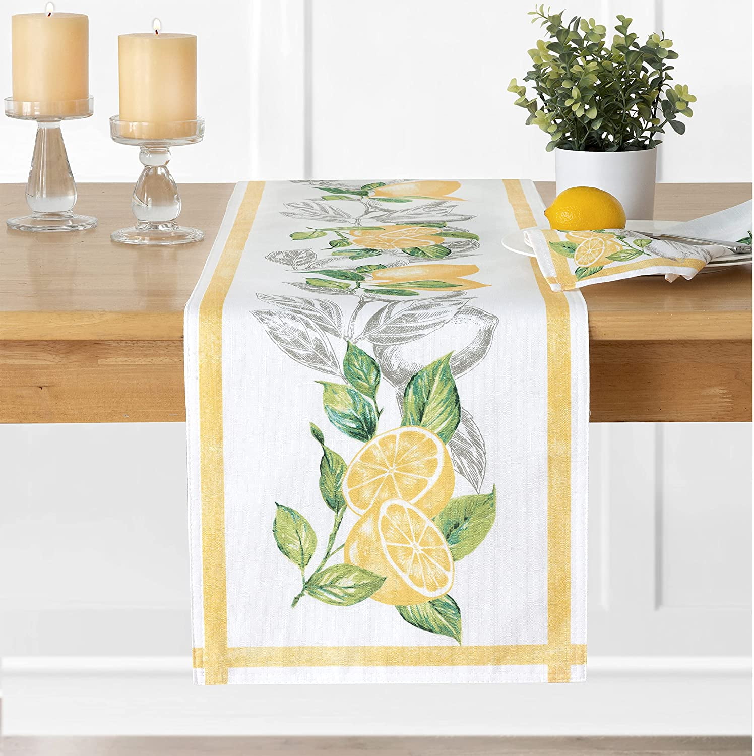 Newbridge Summer Outdoor Spring Lemon Orchard Fabric Table Runner ...