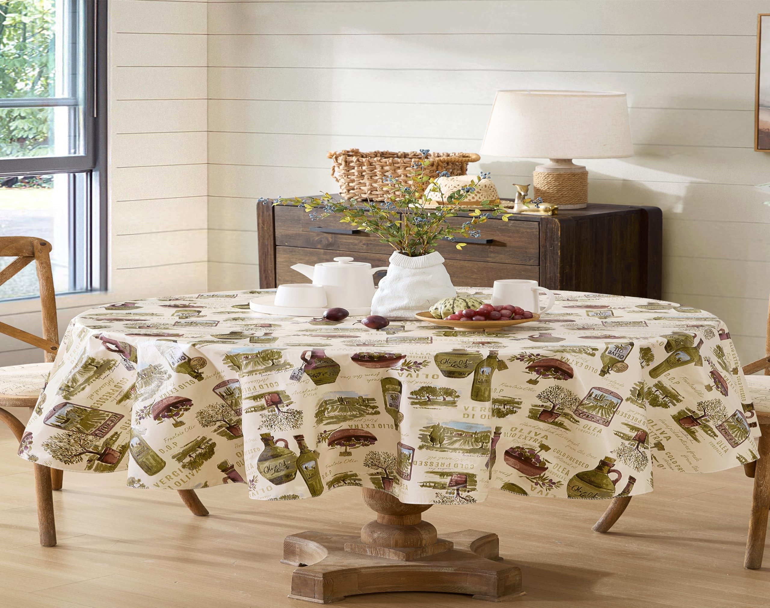 Newbridge Lucca Olive Oil Print Oval Vinyl Tablecloth for Holiday ...