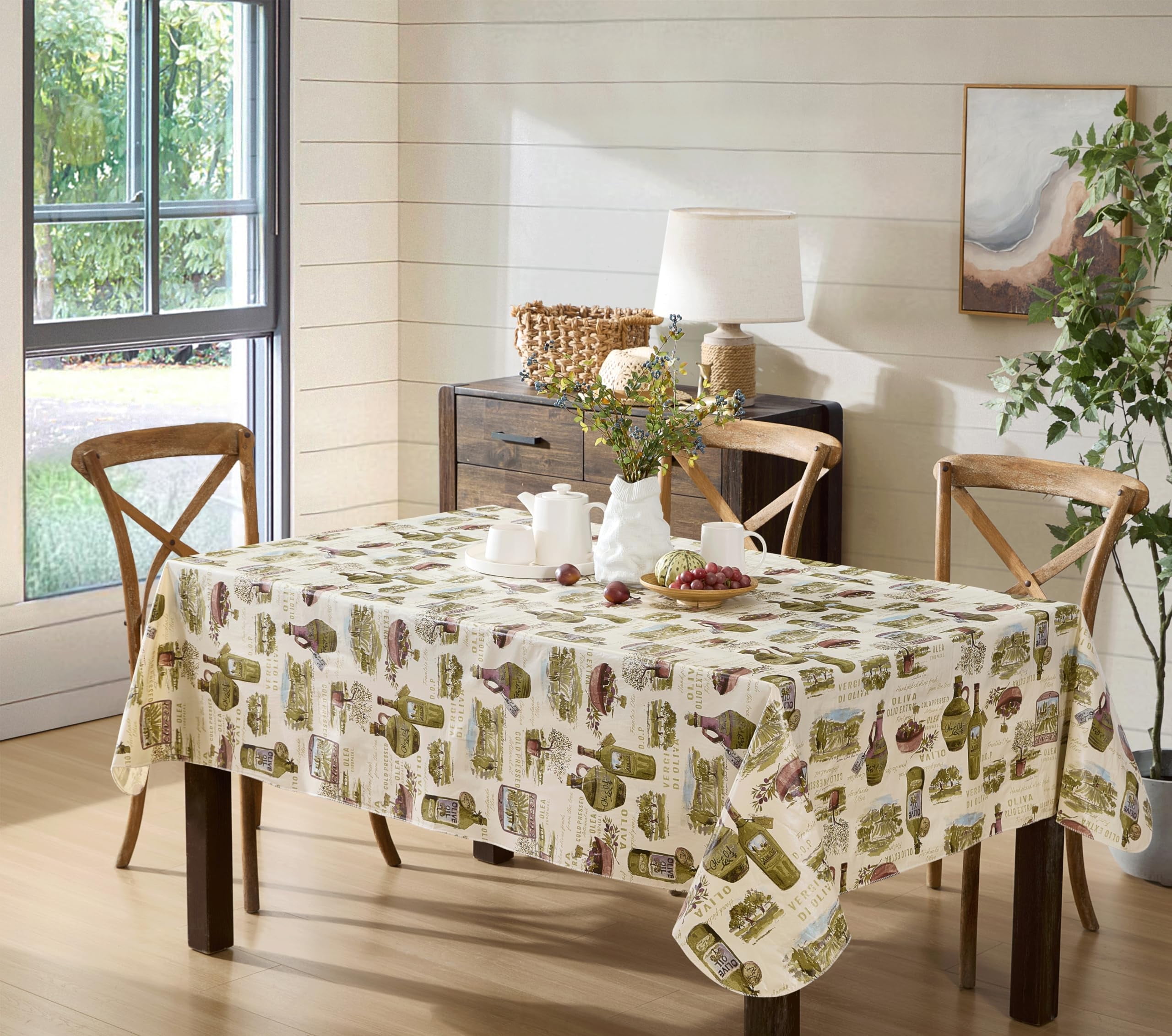 Newbridge Lucca Olive Oil Print Rectangle Vinyl Tablecloth for Holiday ...