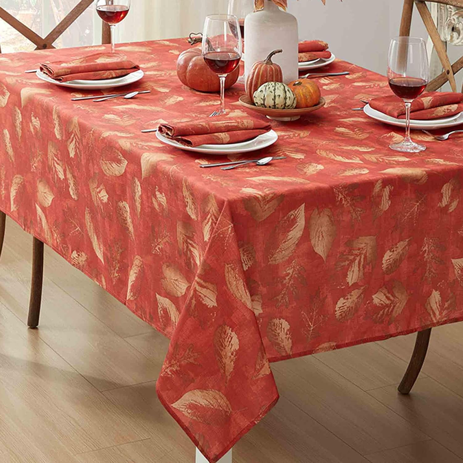 Newbridge Metallic Foliage Autumn Thanksgiving Tablecloth, Soil ...