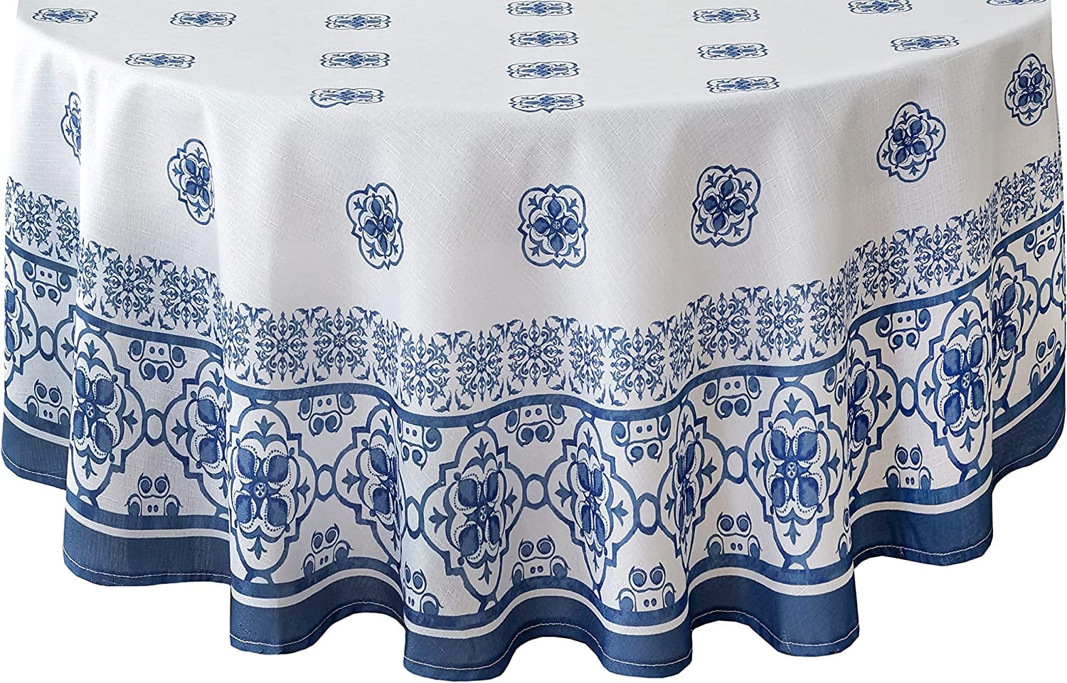 Newbridge Mykonos Blue Tablecloth: Indoor/Outdoor Summer Fabric, Stain ...