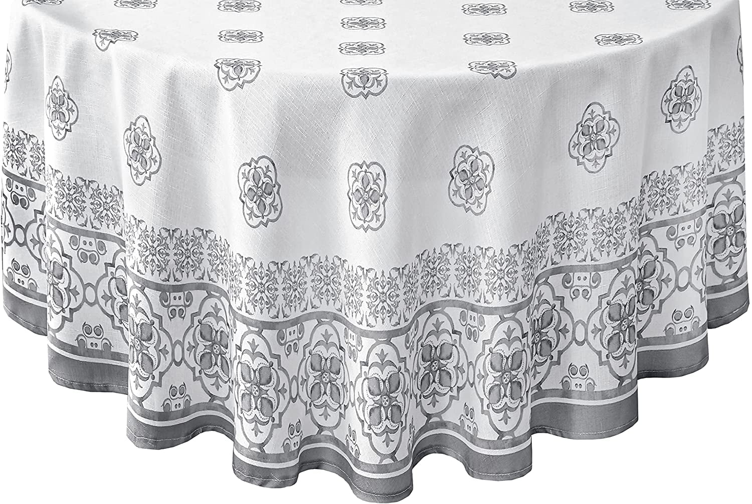 Newbridge Mykonos Grey Tablecloth - Outdoor, Stain Resistant, No-Iron ...
