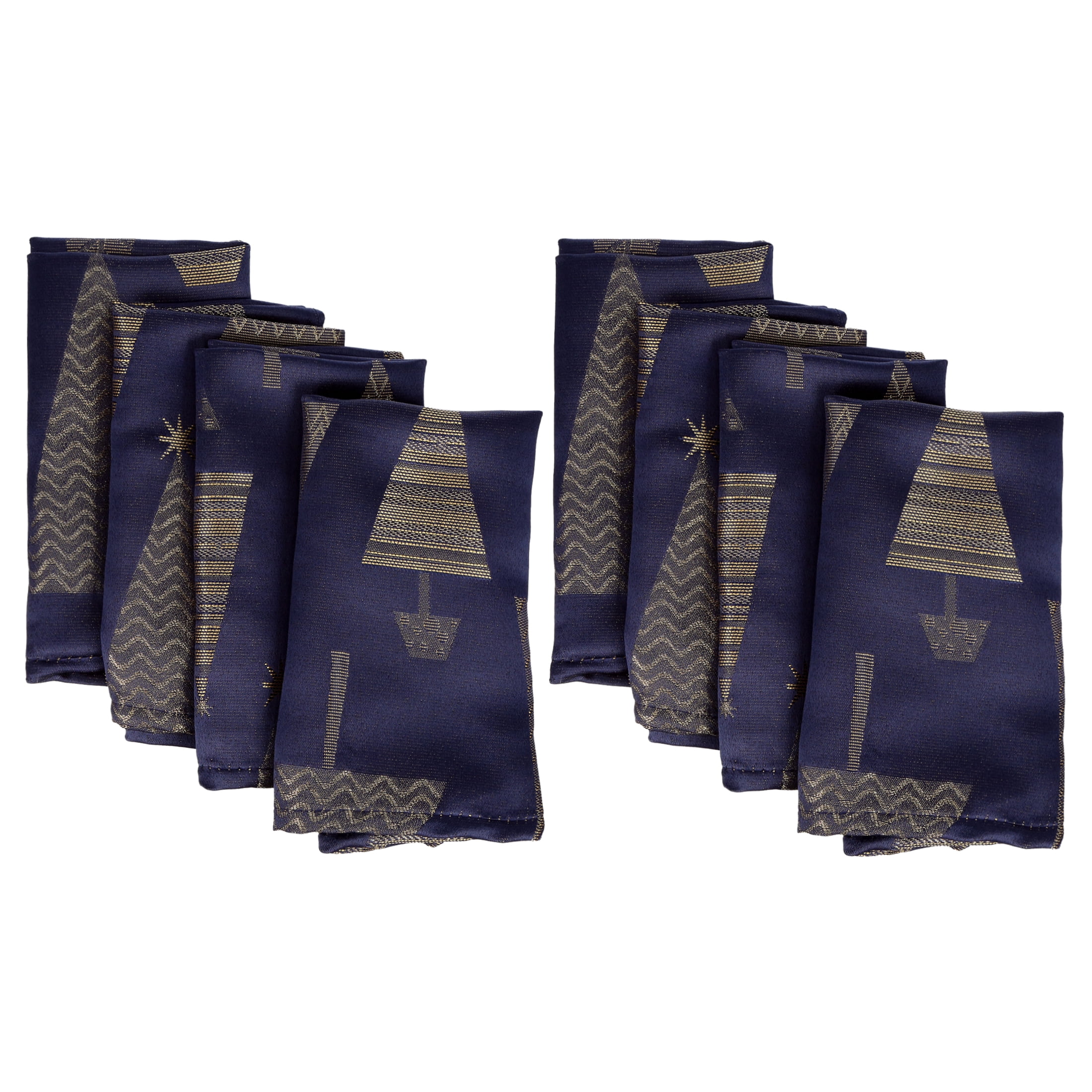 Newbridge Christmas Navy Blue and Gold Fancy Metallic Trees Set of 4 ...