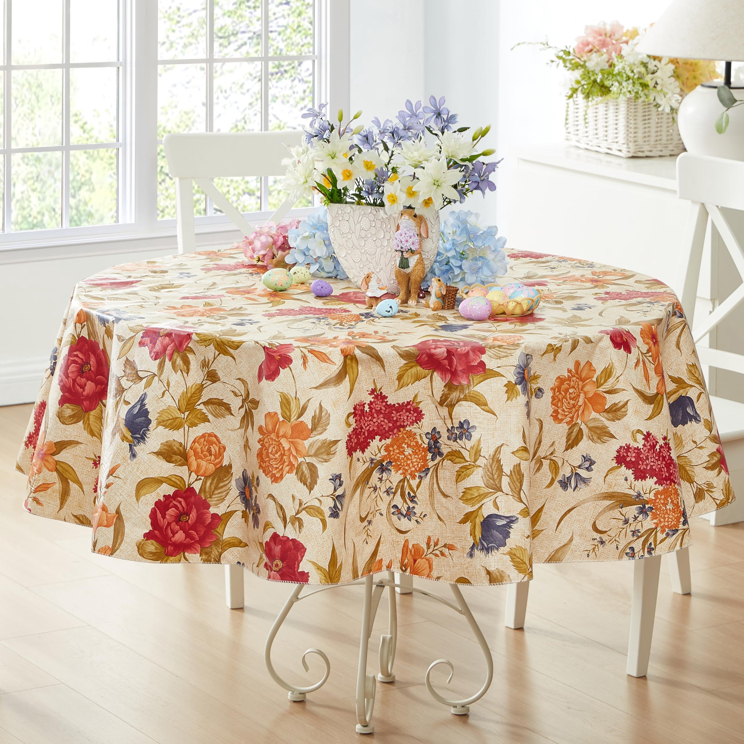 Newbridge Nicolette 70” Round Waterproof Outdoor Patio Tablecloth ...
