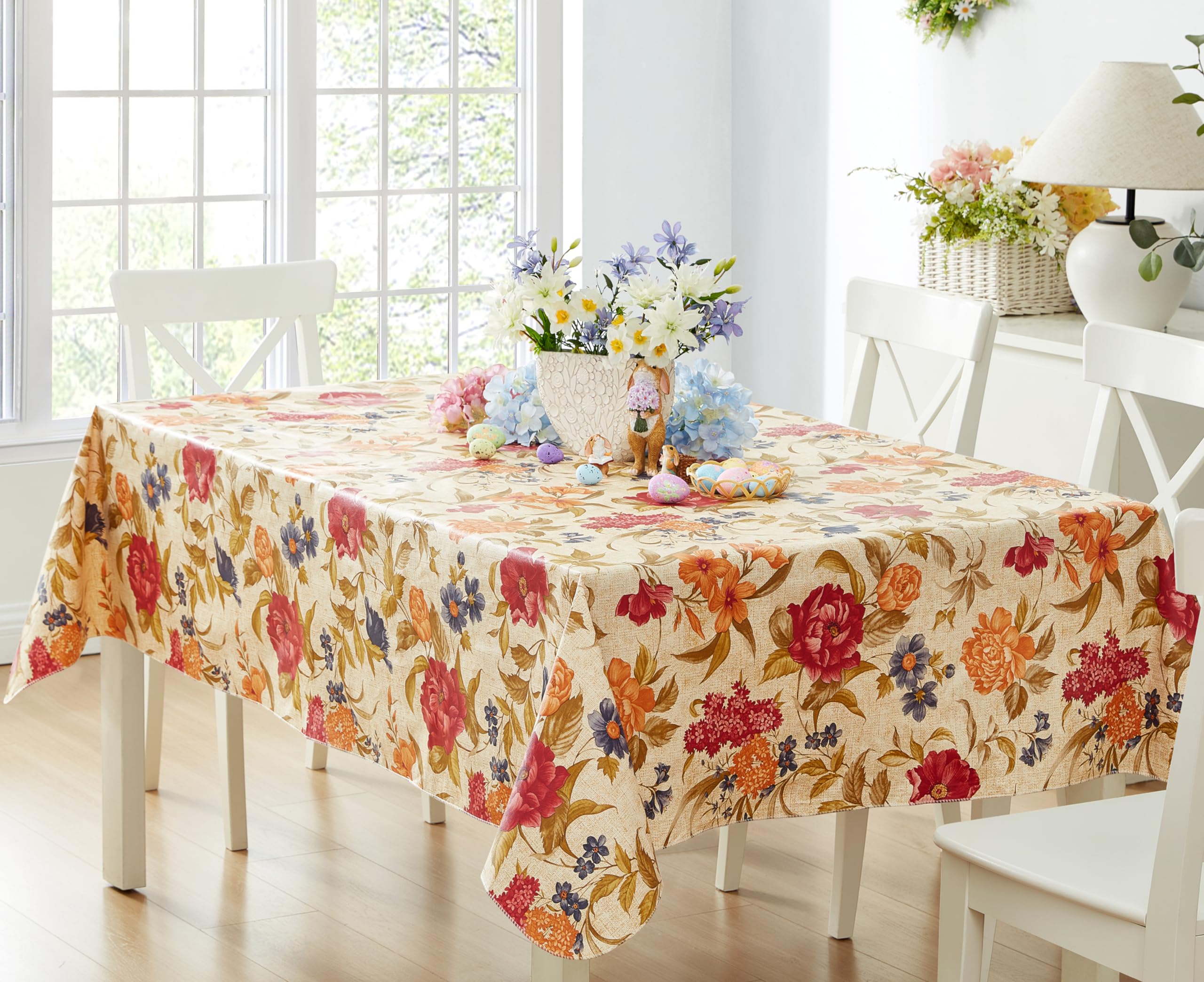 Carnation Home Fashions 52'' x 52,'' Vinyl Tablecloth with Polyester ...