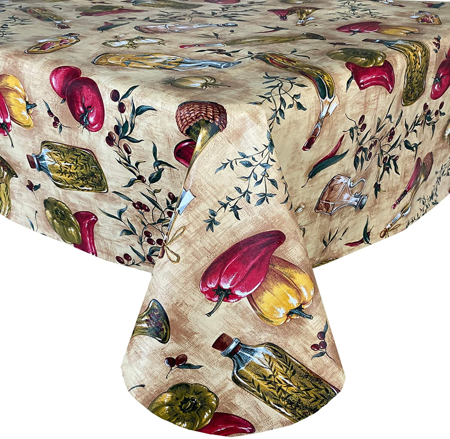 Newbridge Tuscany Print Vinyl Tablecloth, Oil/Vinegar Design, Flannel ...