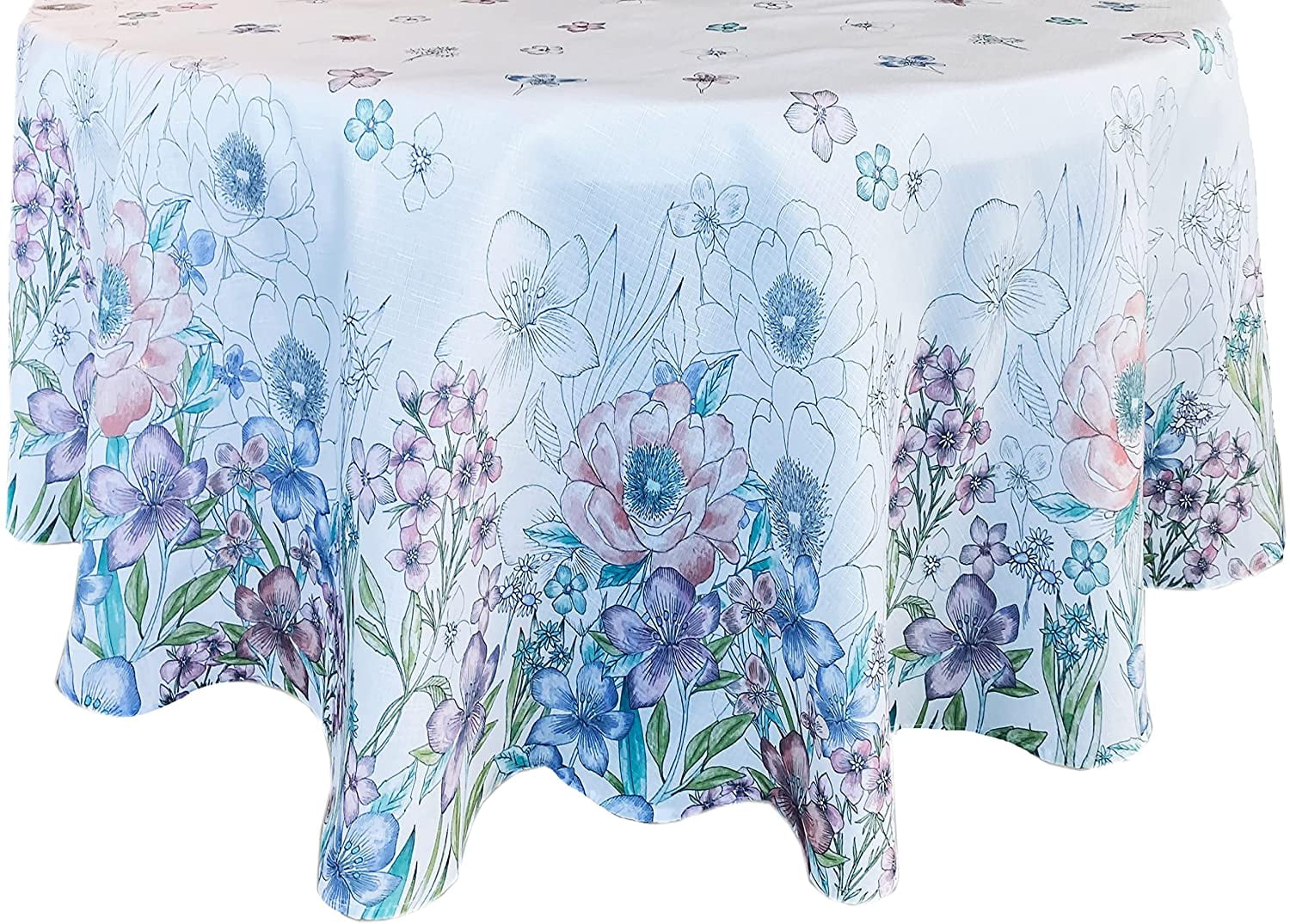 Newbridge Oval Fabric Tablecloth, 60 x 84 inch, Garden Breeze, Pink and ...