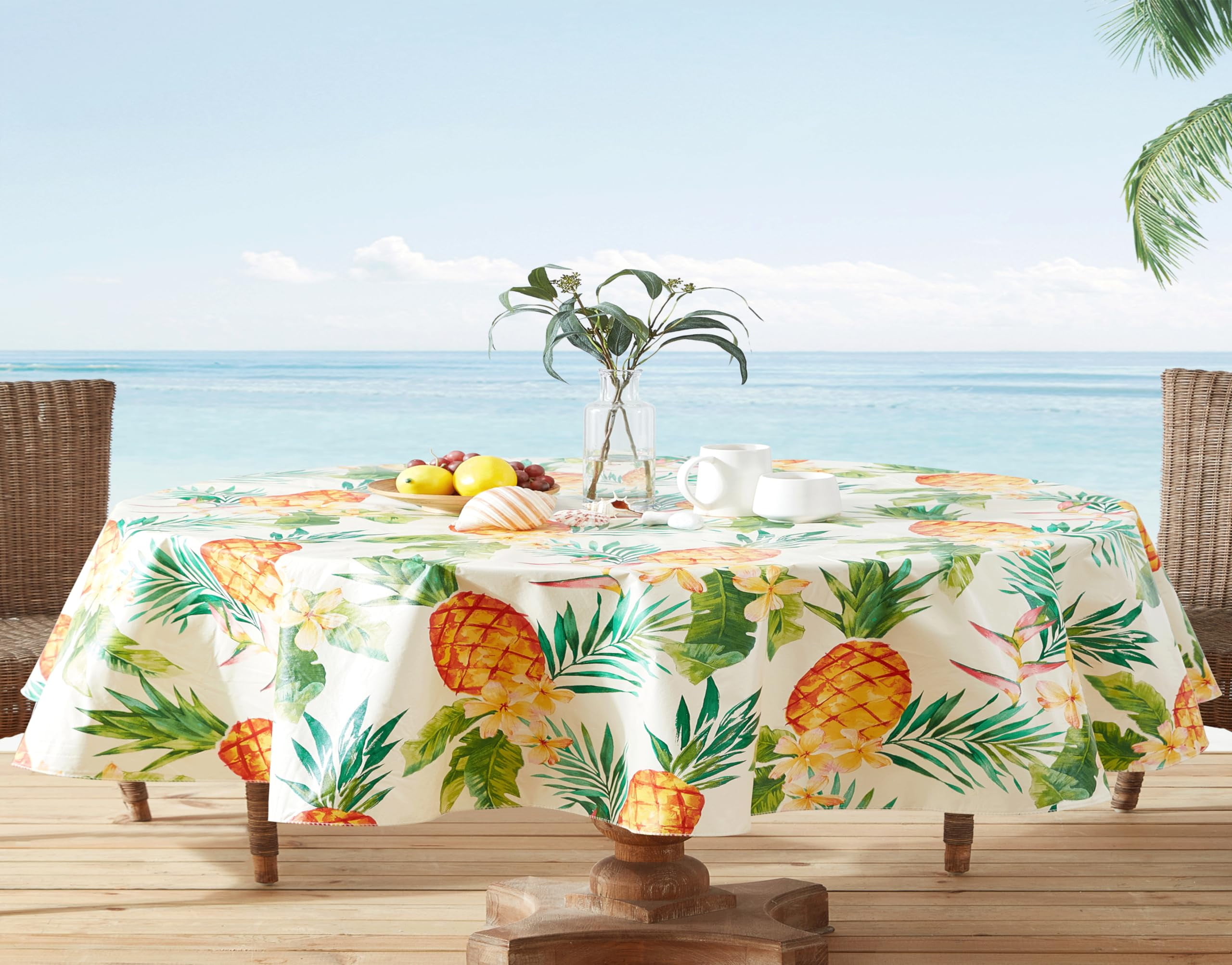 Newbridge Oval Vinyl Flannel Backed Tablecloth, 60 x 84 Inch, Hawaii ...