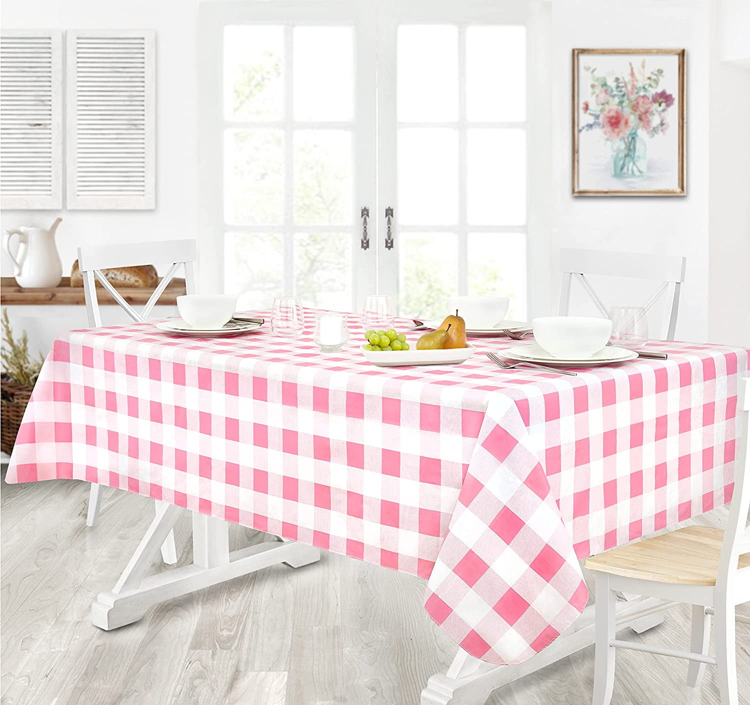 Newbridge Pastel Easter Tablecloths, Farmhouse Gingham Check, Vinyl ...