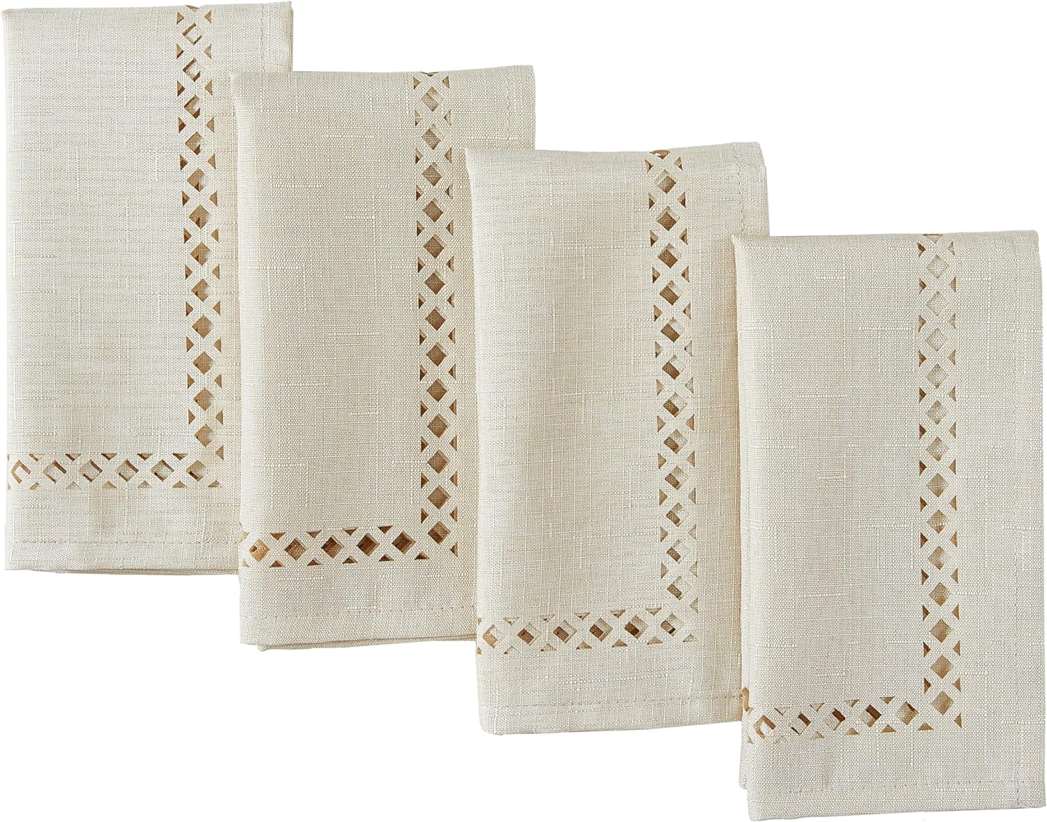 Newbridge Provence Lattice Cutwork Solid Color Textured Fabric Napkins ...