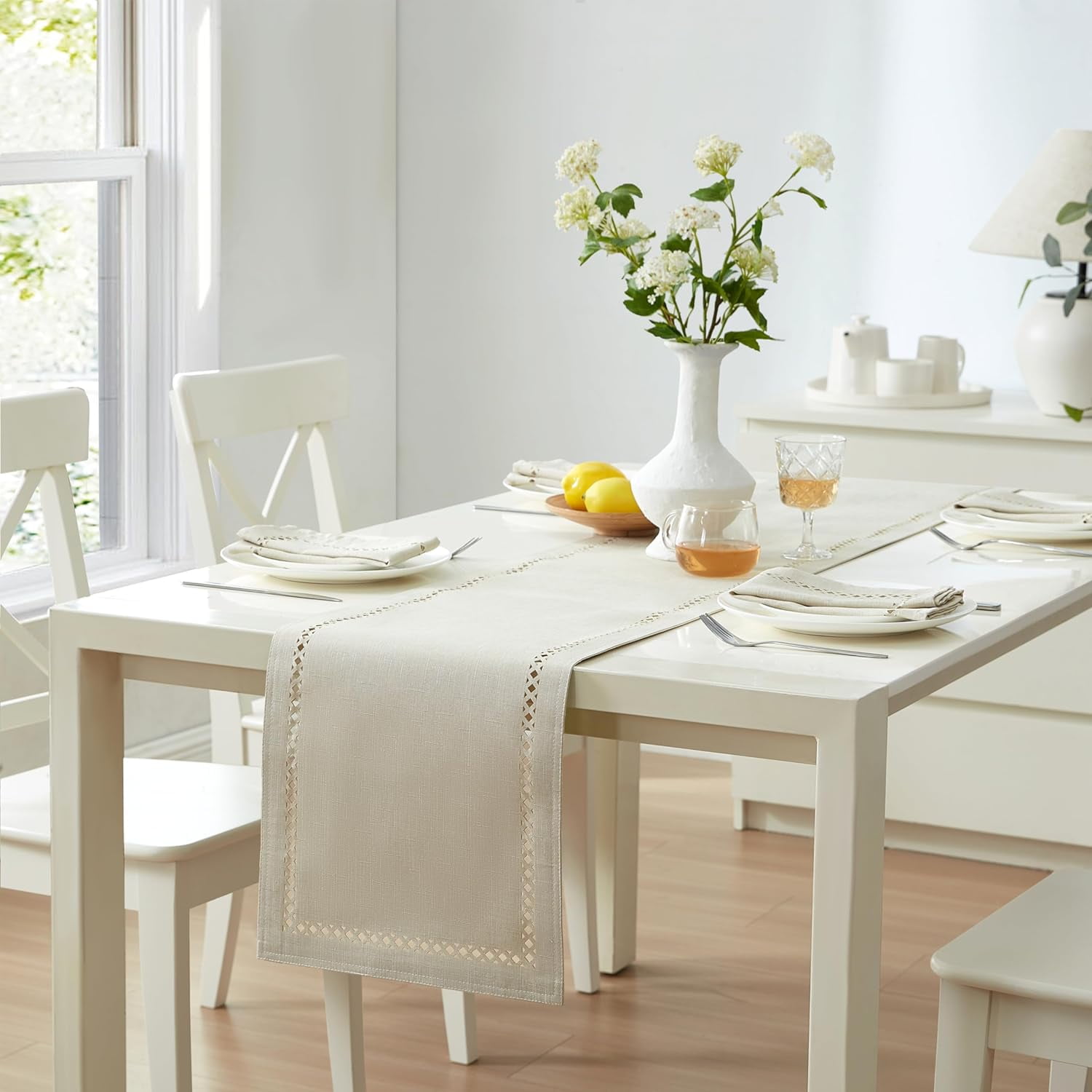 Newbridge Provence Lattice Cutwork Solid Color Textured Fabric Table ...