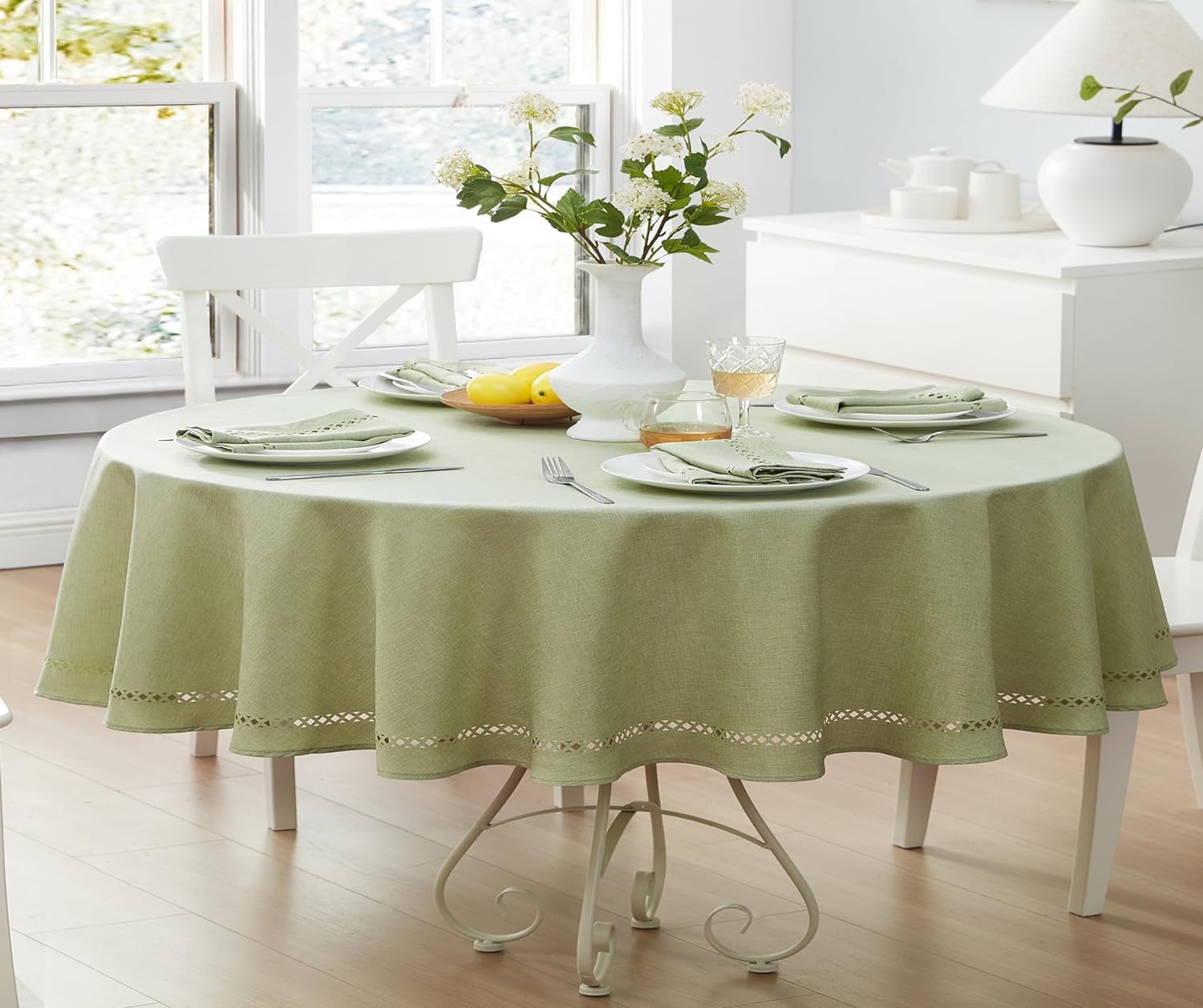 Newbridge Provence Lattice Cutwork Solid Color Textured Fabric ...