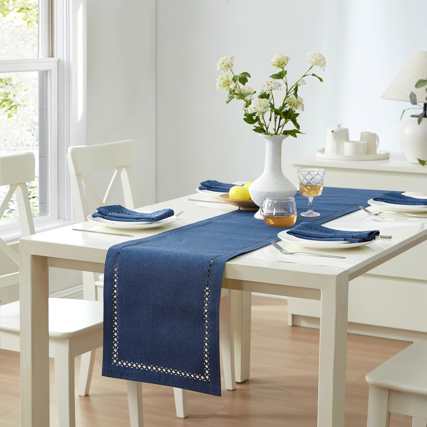 Newbridge Provence Lattice Cutwork Solid Color Textured Fabric Table ...