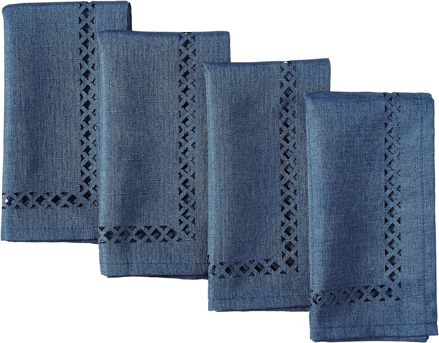 Newbridge Provence Lattice Cutwork Solid Color Textured Fabric Napkins ...