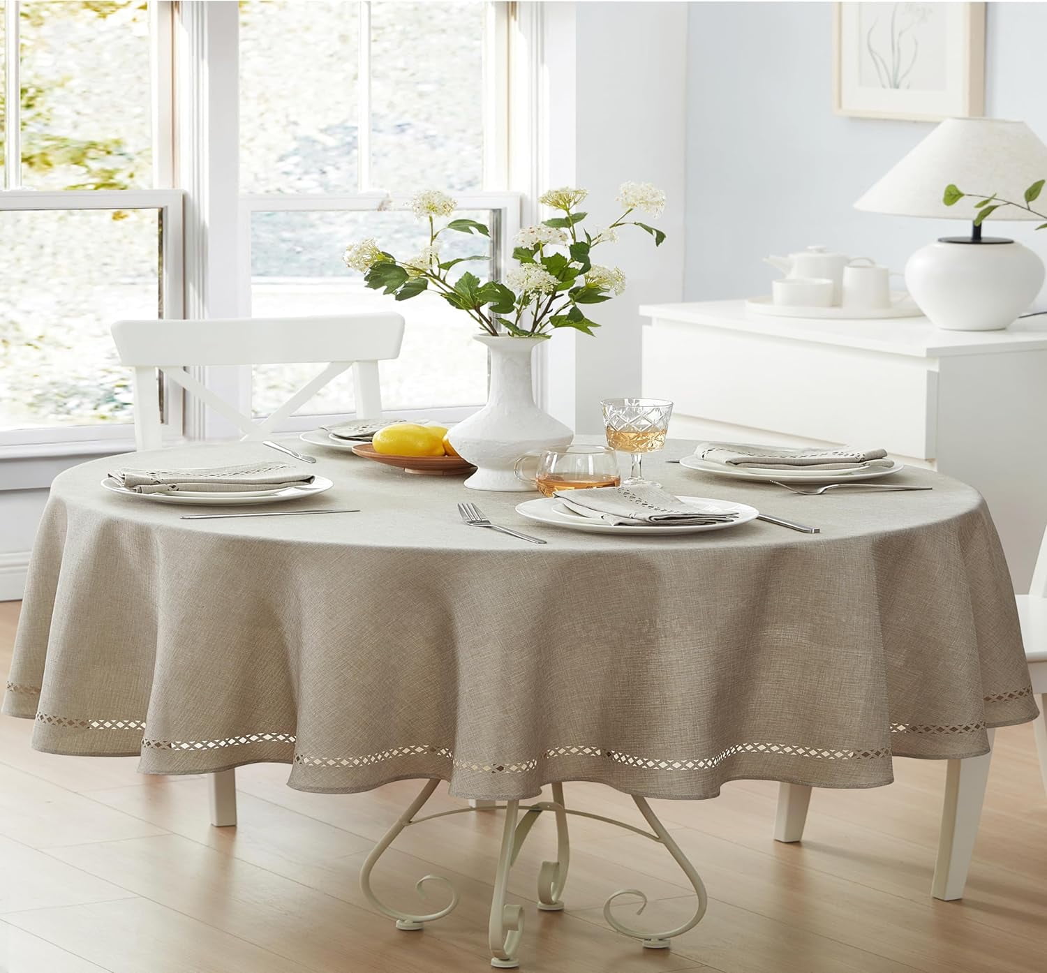 Newbridge Provence Lattice Cutwork Solid Color Textured Fabric ...