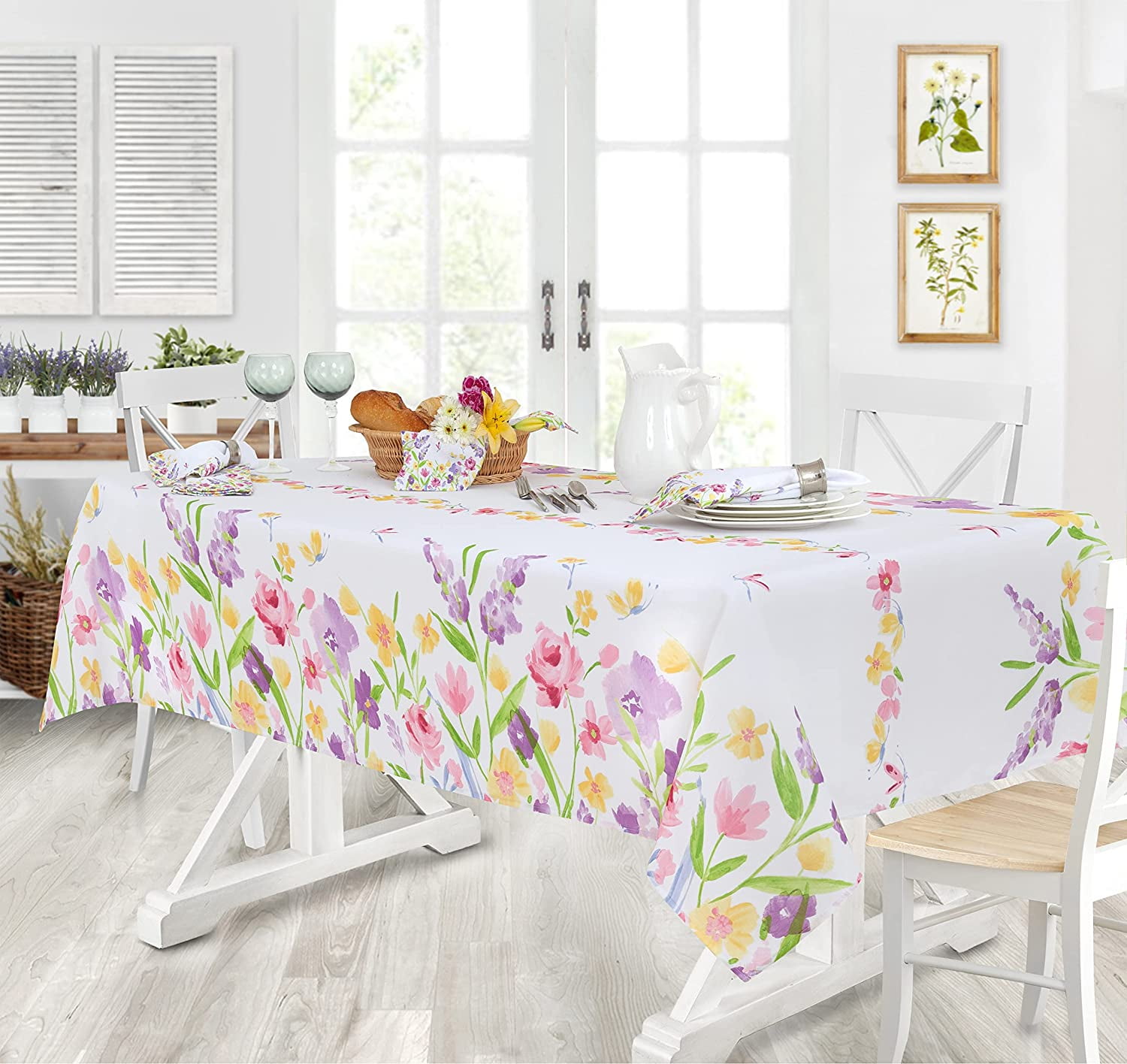 Newbridge Pink Green and Blue Floral Blooming Petals 52 x 70 inch ...