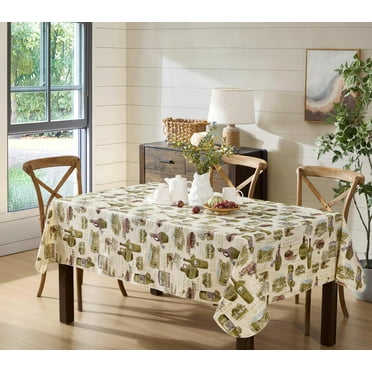 Newbridge Portofino Scalloped Damask Fabric Tablecloth, Wrinkle and ...