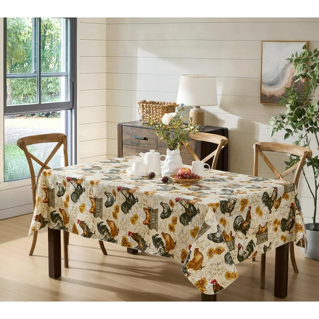 Newbridge Rectangle Vinyl Flannel Backed Tablecloth, 52 x 70 Inch, Farm ...